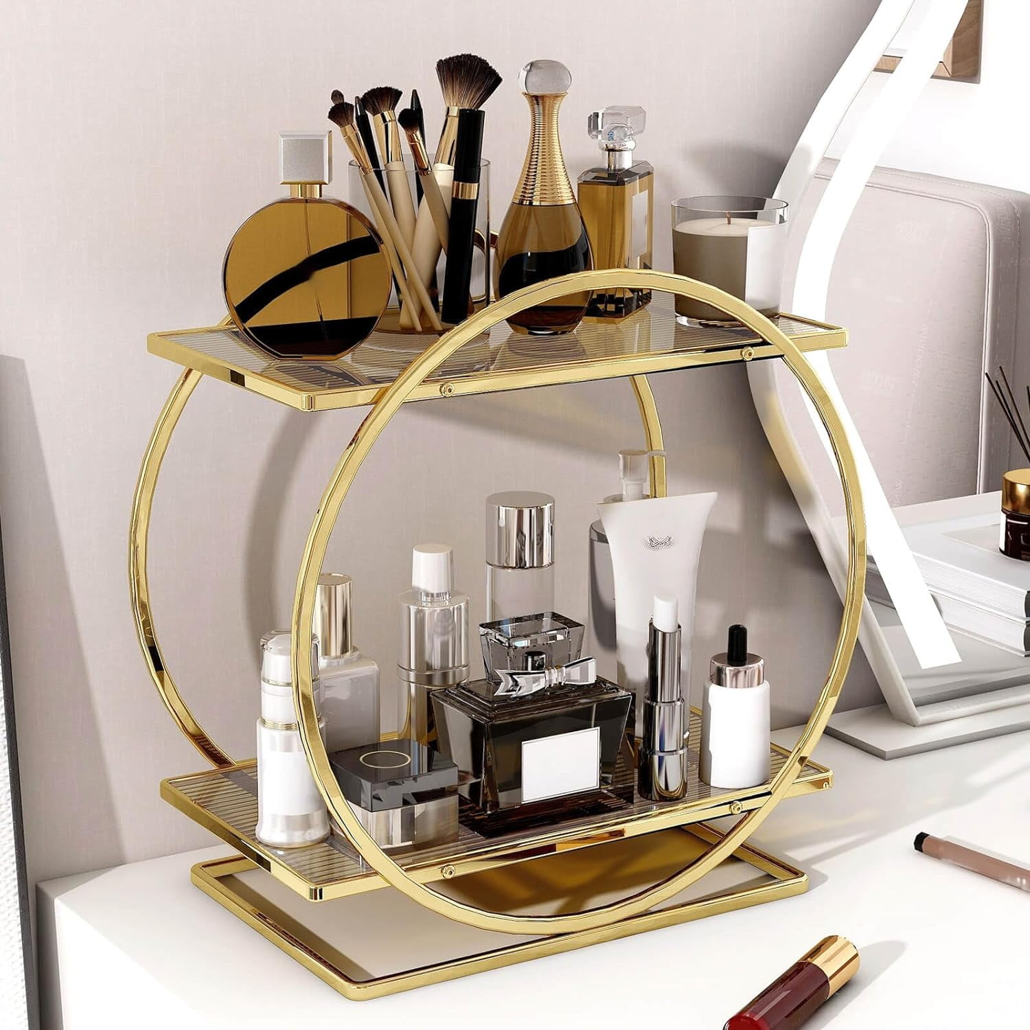 Hltser Bathroom Organizers and Storage Black Perfume Organizer for ...
