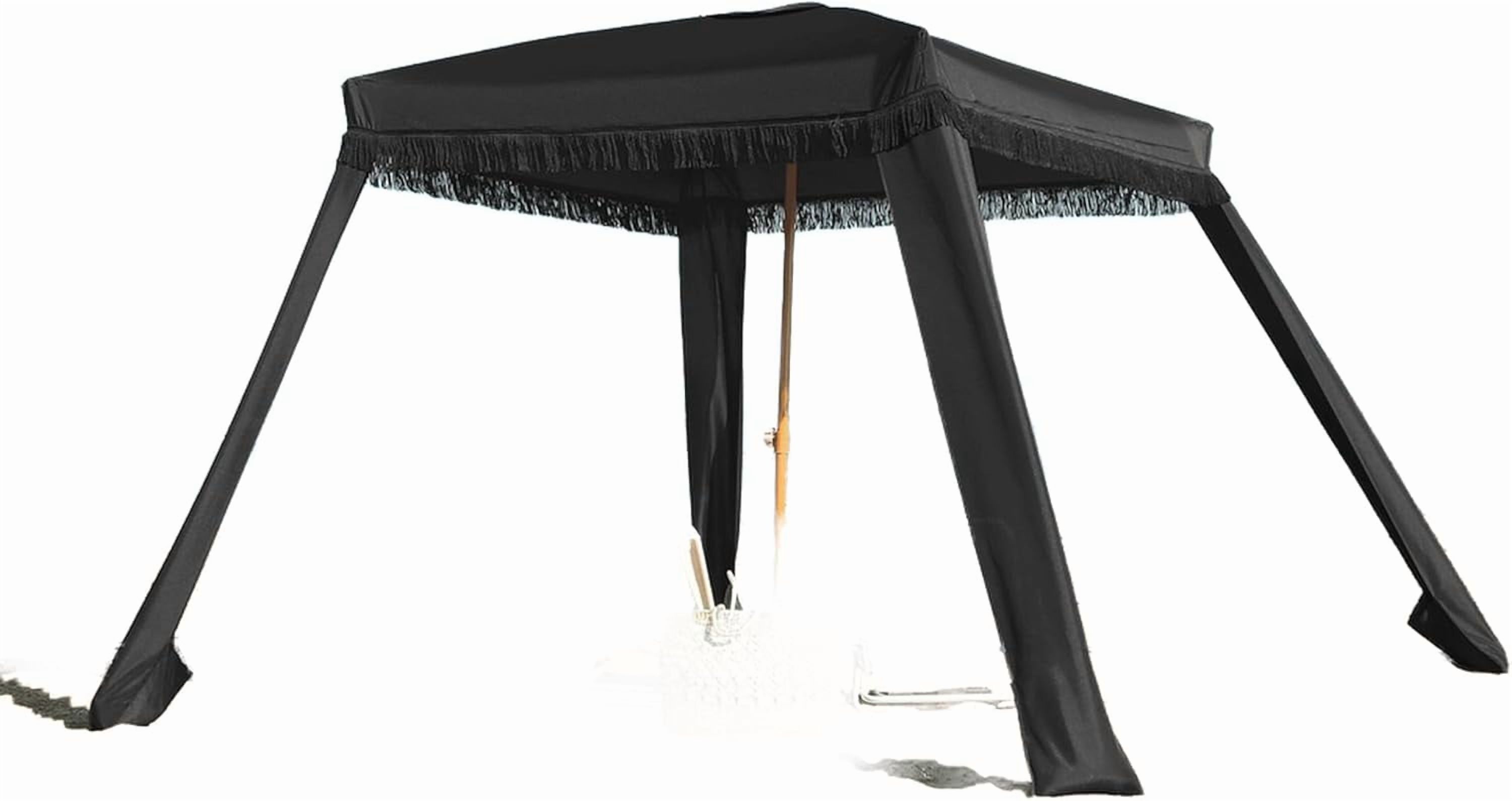 Hltser Beach Cabana with Fringe - 6x6 Ft. Boho Beach Canopy Umbrella ...