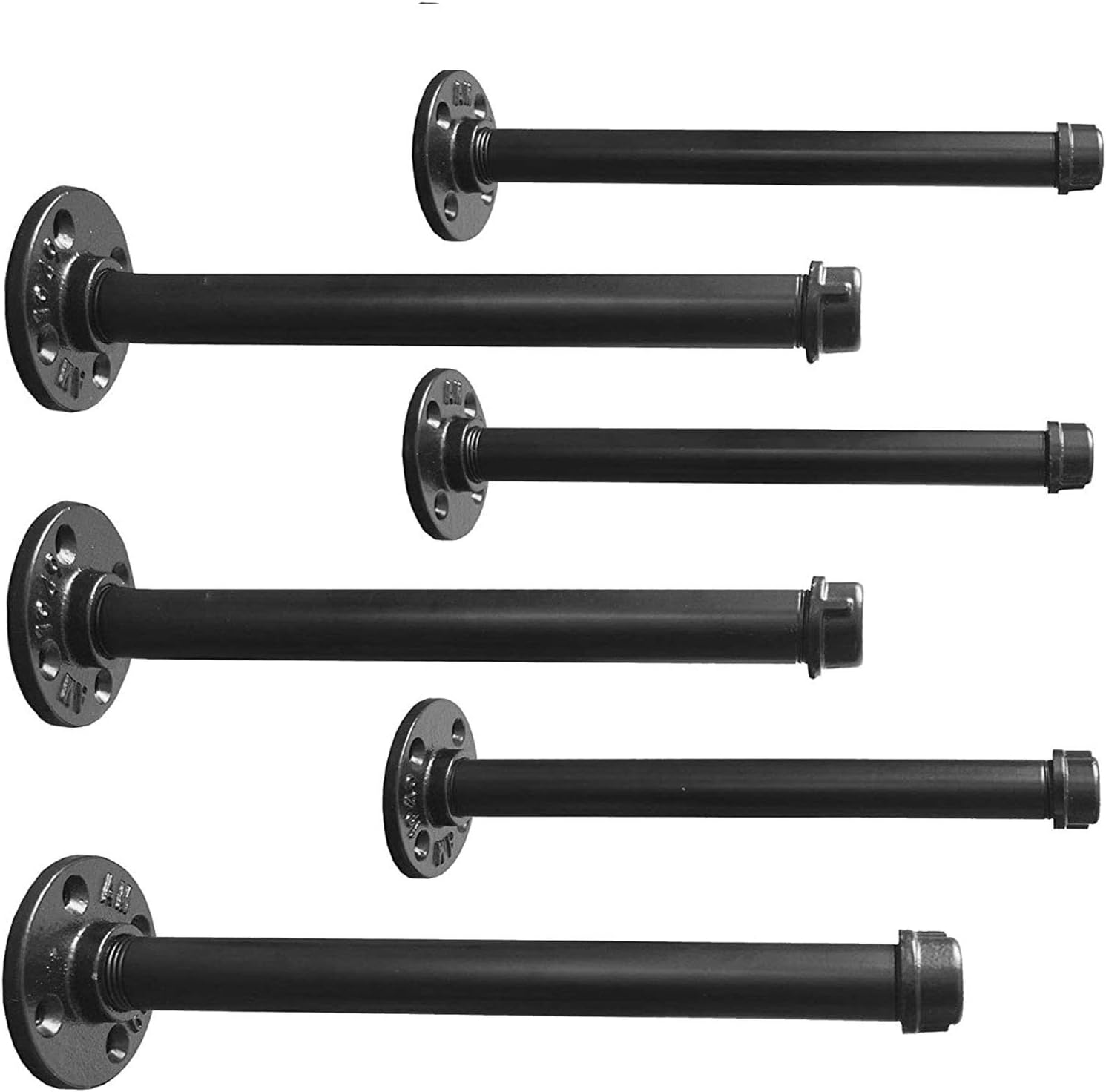Hltser Black Iron Pipe Shelf Brackets 10 Inch Clothing Rack Heavy Duty ...