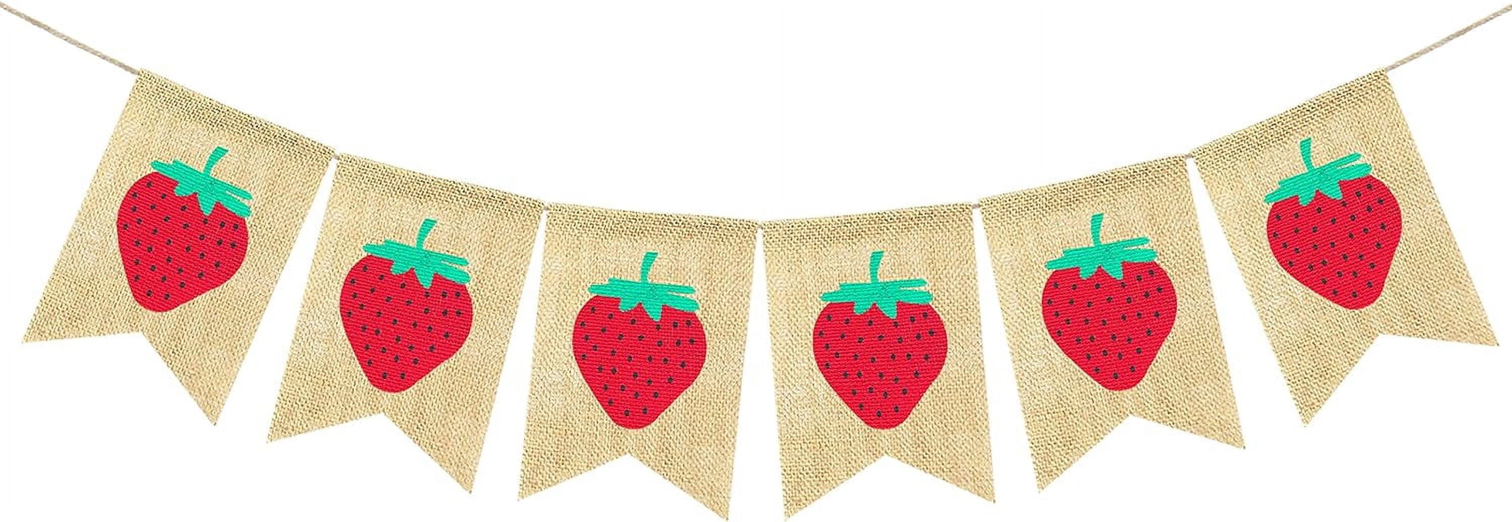 Hltser Burlap Strawberry Banner Garland Strawberry Themed Baby Shower ...