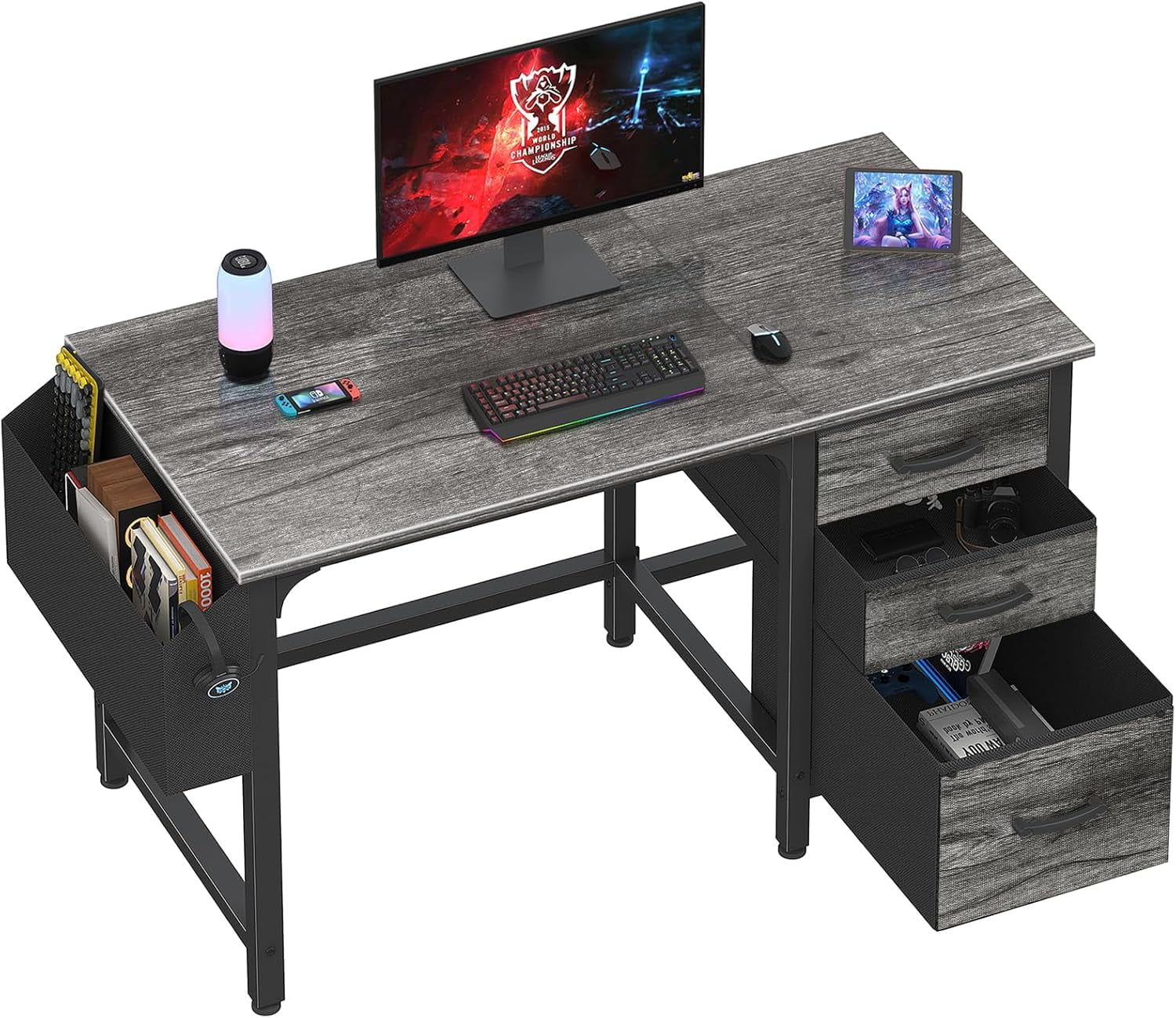 Hltser Computer Desk with File Drawers Cabinet 47 Inch Office Desks ...