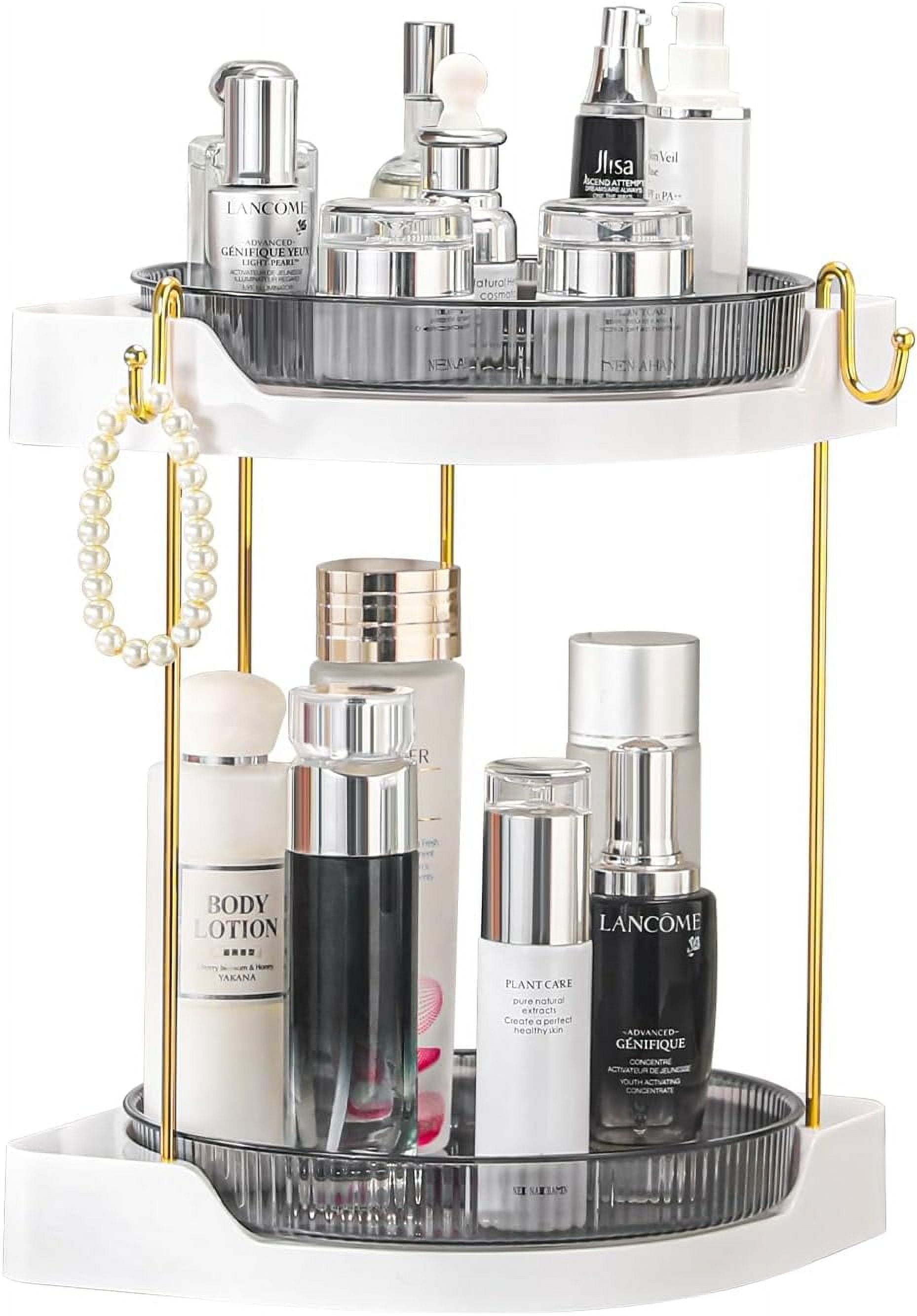 Hltser Corner Makeup Organizer Bathroom Corner Shelf Tray Rotating ...