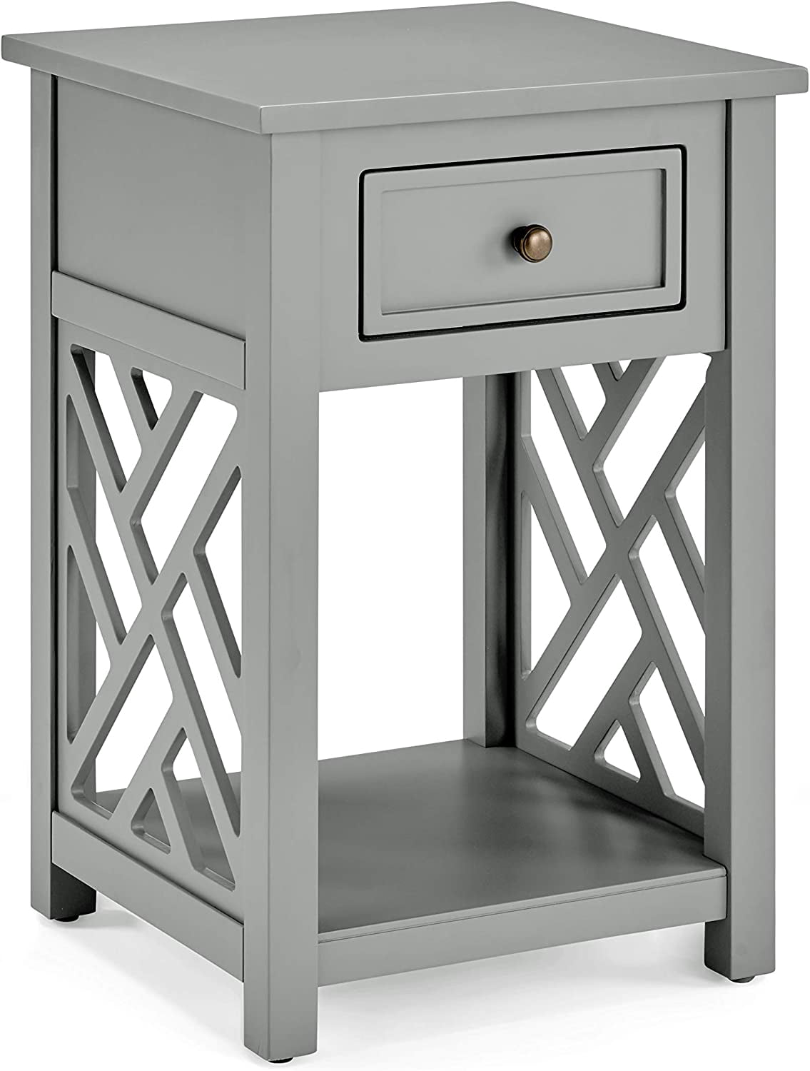 Hltser Coventry Gray Wood End Table with Drawer and Shelf Apartment ...