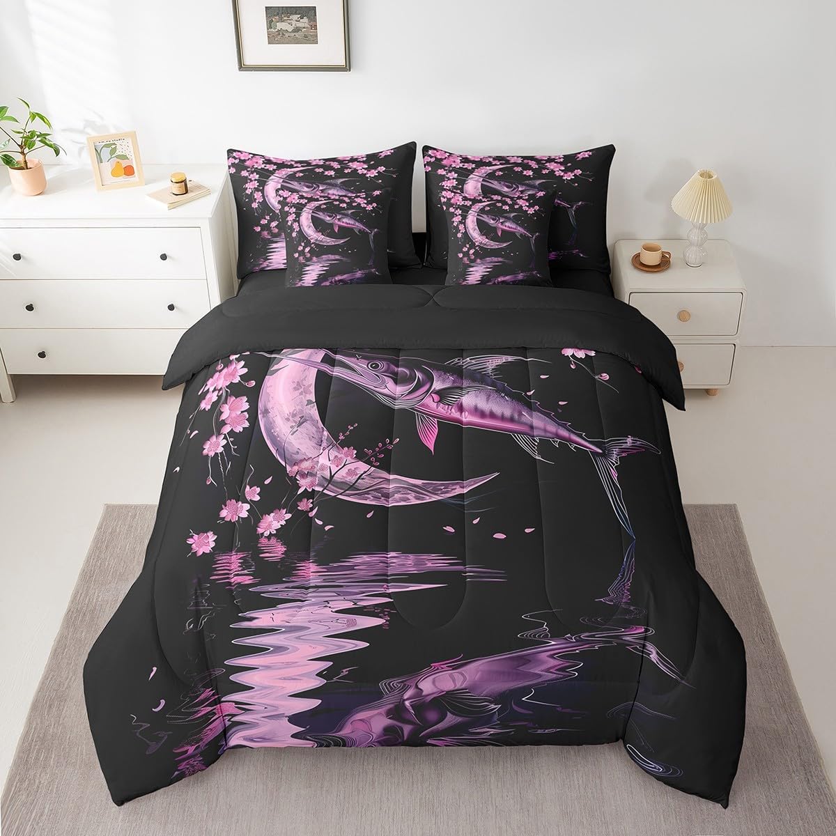 Hltser Cute Panda Comforter Set with Sheets Japanese Cherry Panda 7 ...