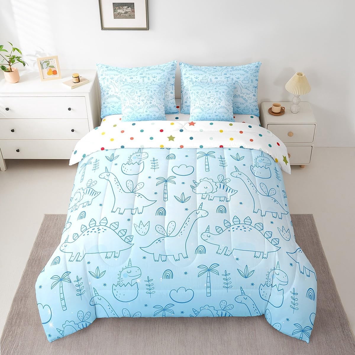 Hltser Dragon Bedding Set 7 Piece Fire and Ice Dragon Couple Queen ...