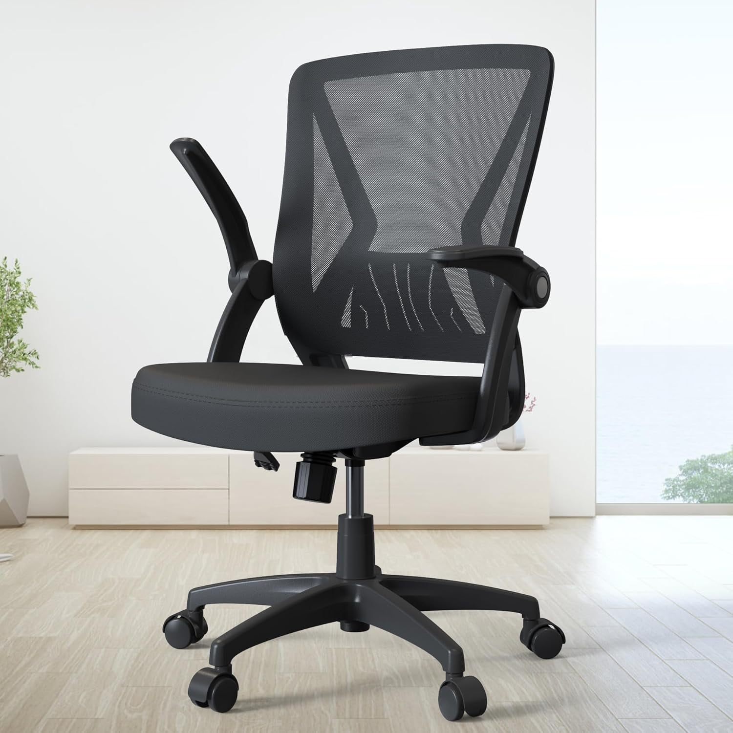 Hltser Ergonomic Mid Back Mesh Office Task Chairs for Flip Arms with ...