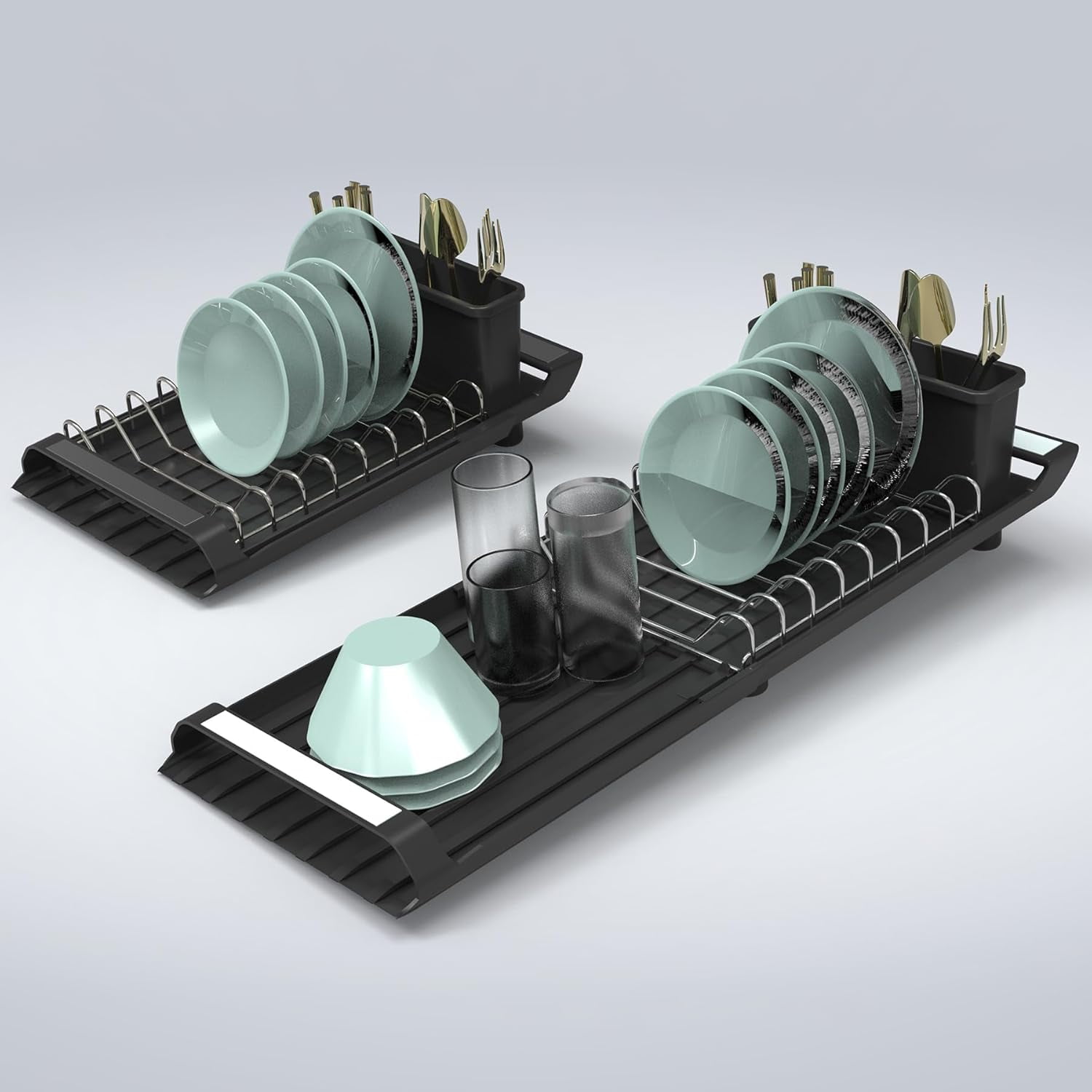 Hltser Extendable Dish Drying Rack Space-Saving Multifunctional Compact ...