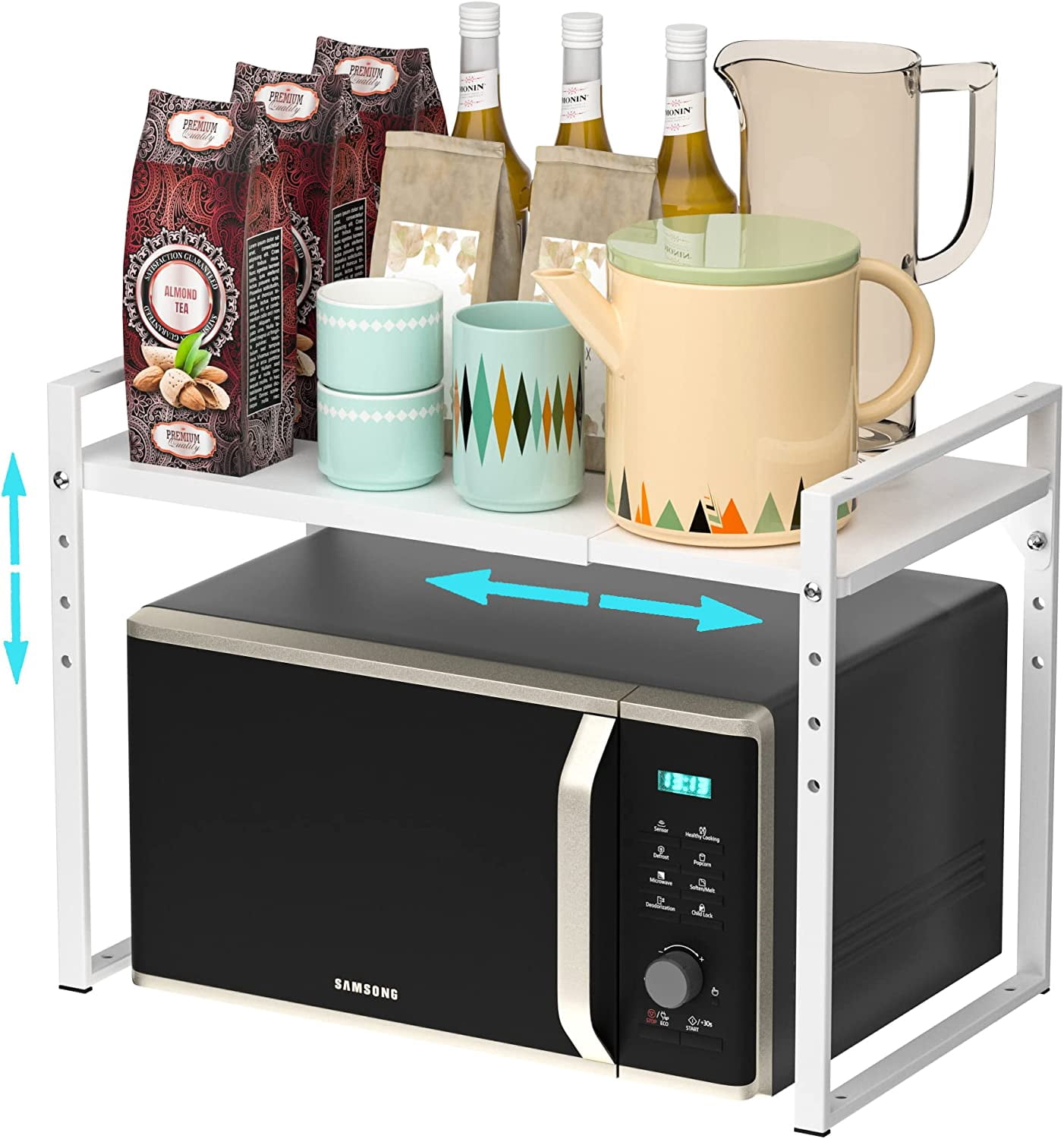 Hltser Extendable Microwave Oven Rack Adjustable Height Microwave ...