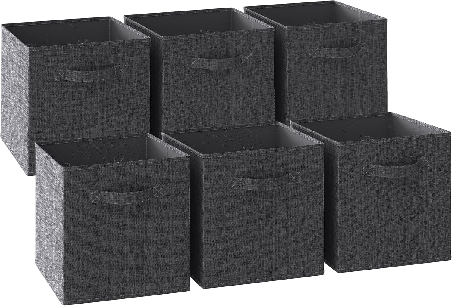 Hltser Fabric Storage Cubes - 6 Pack Heavy Duty Solid Black Bins - 13 ...