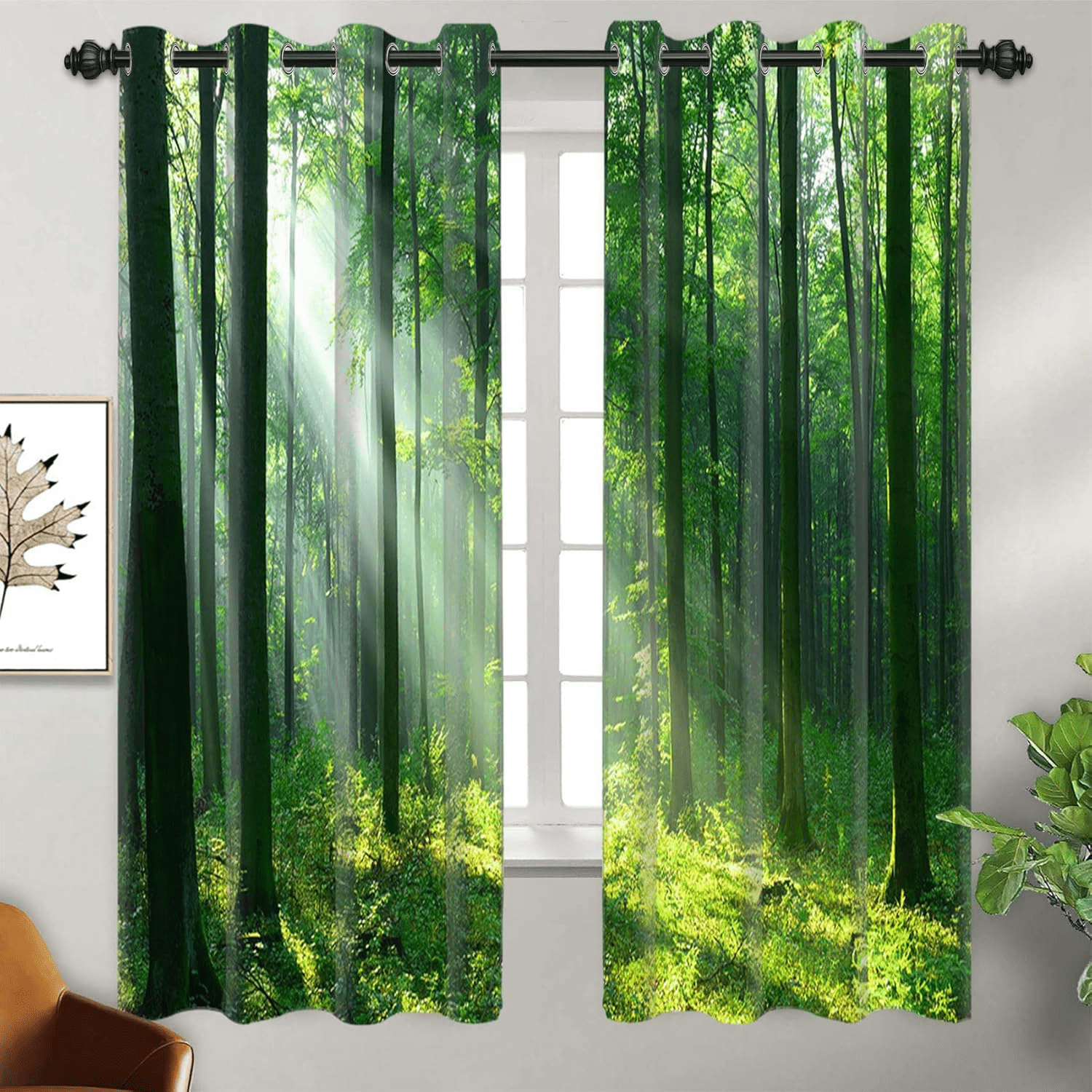 Hltser Foggy Curtains Misty Mountain Blackout Curtains Navy Blue Ombre ...