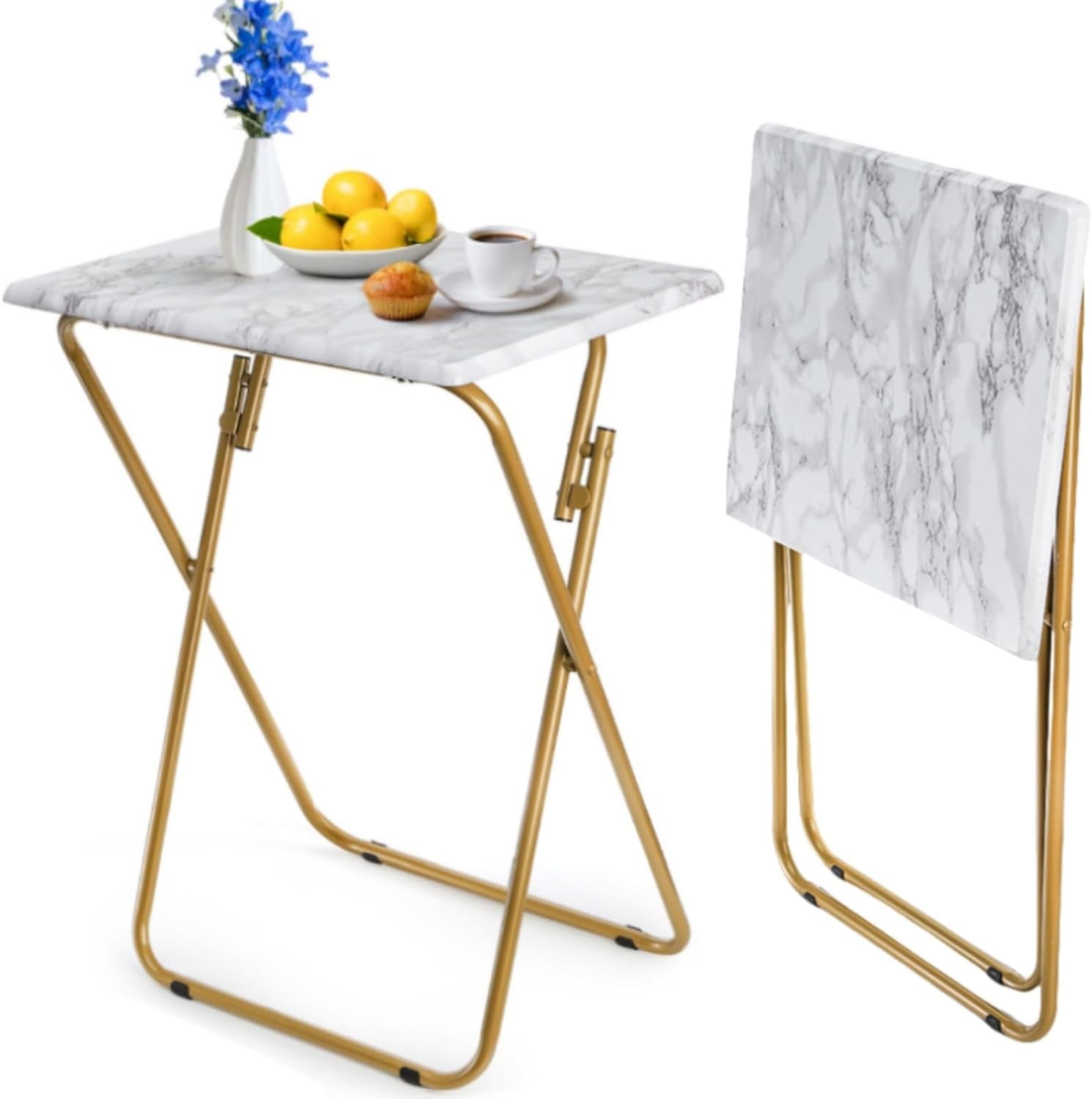 Hltser Folding TV Tray Table Rectangular TV Trays Dinner Snack Table ...