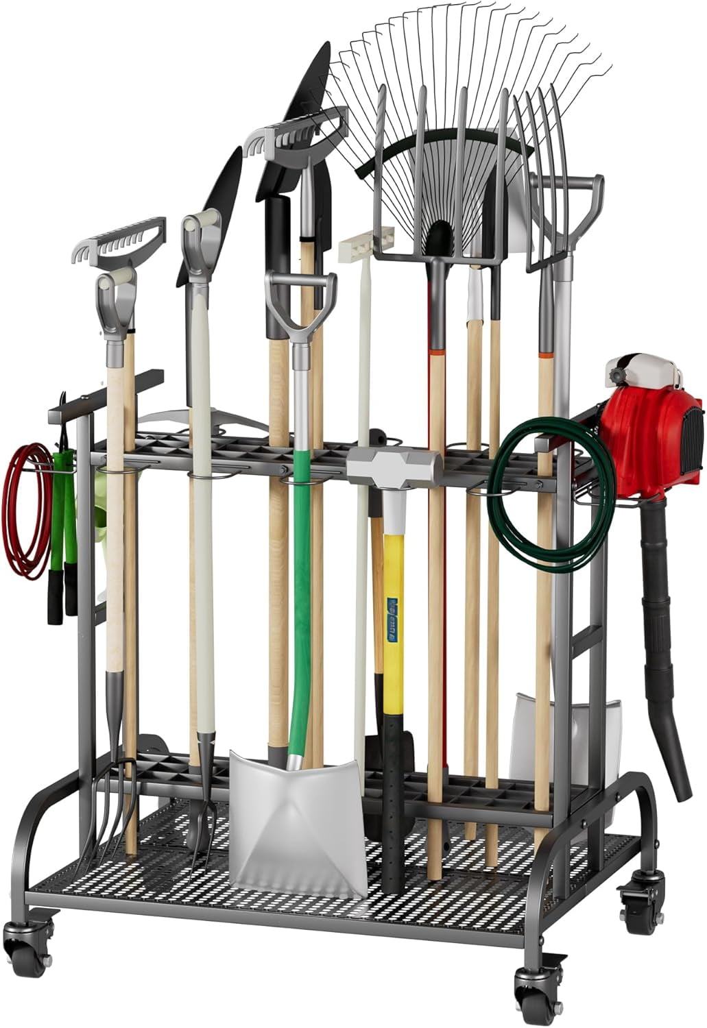 Hltser Garden Tool Organizer Freestanding Garage Storage Rack with ...