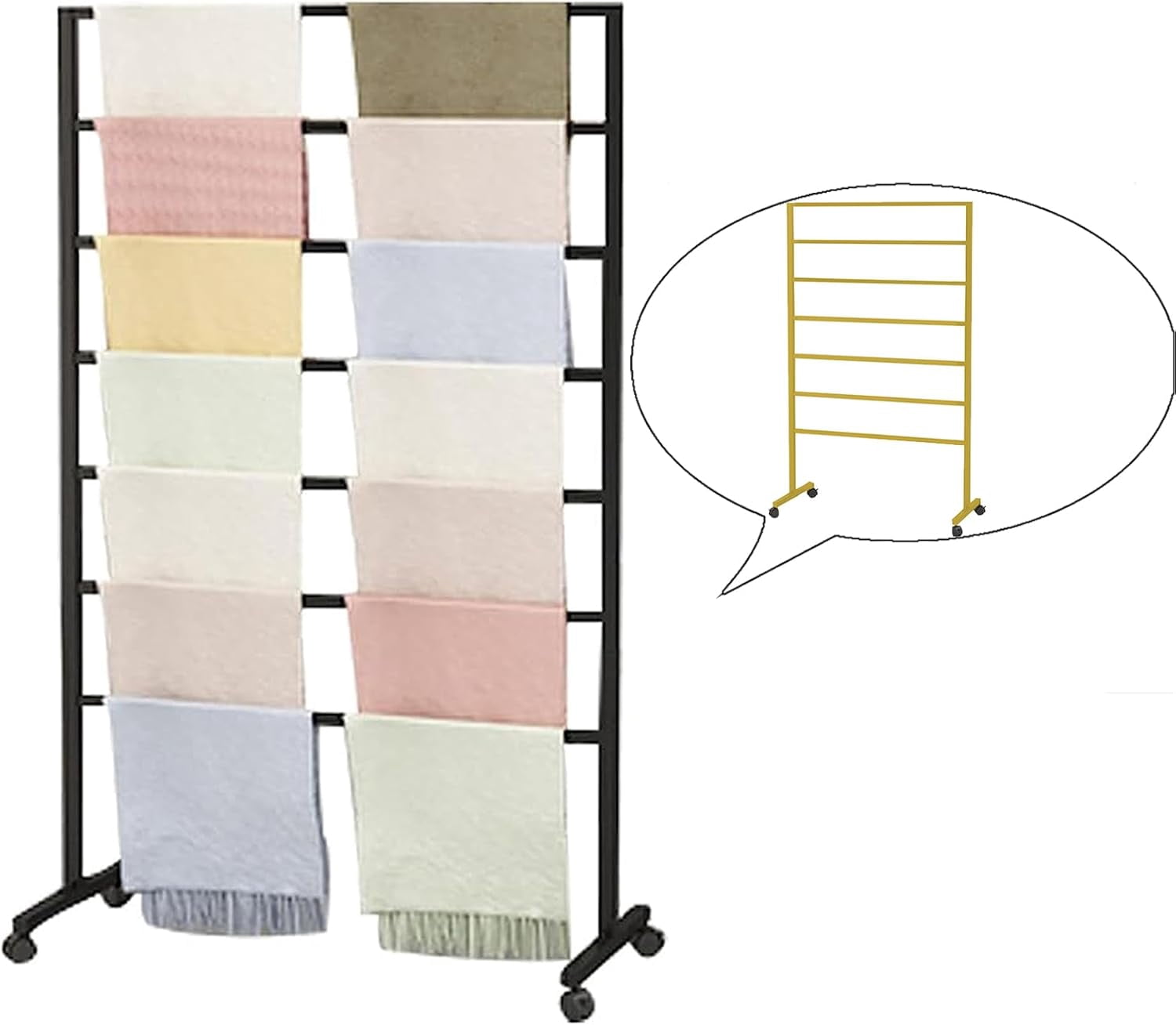 Hltser Gold Freestanding Metal Scarf Display Stand Double-Sided Scarf ...