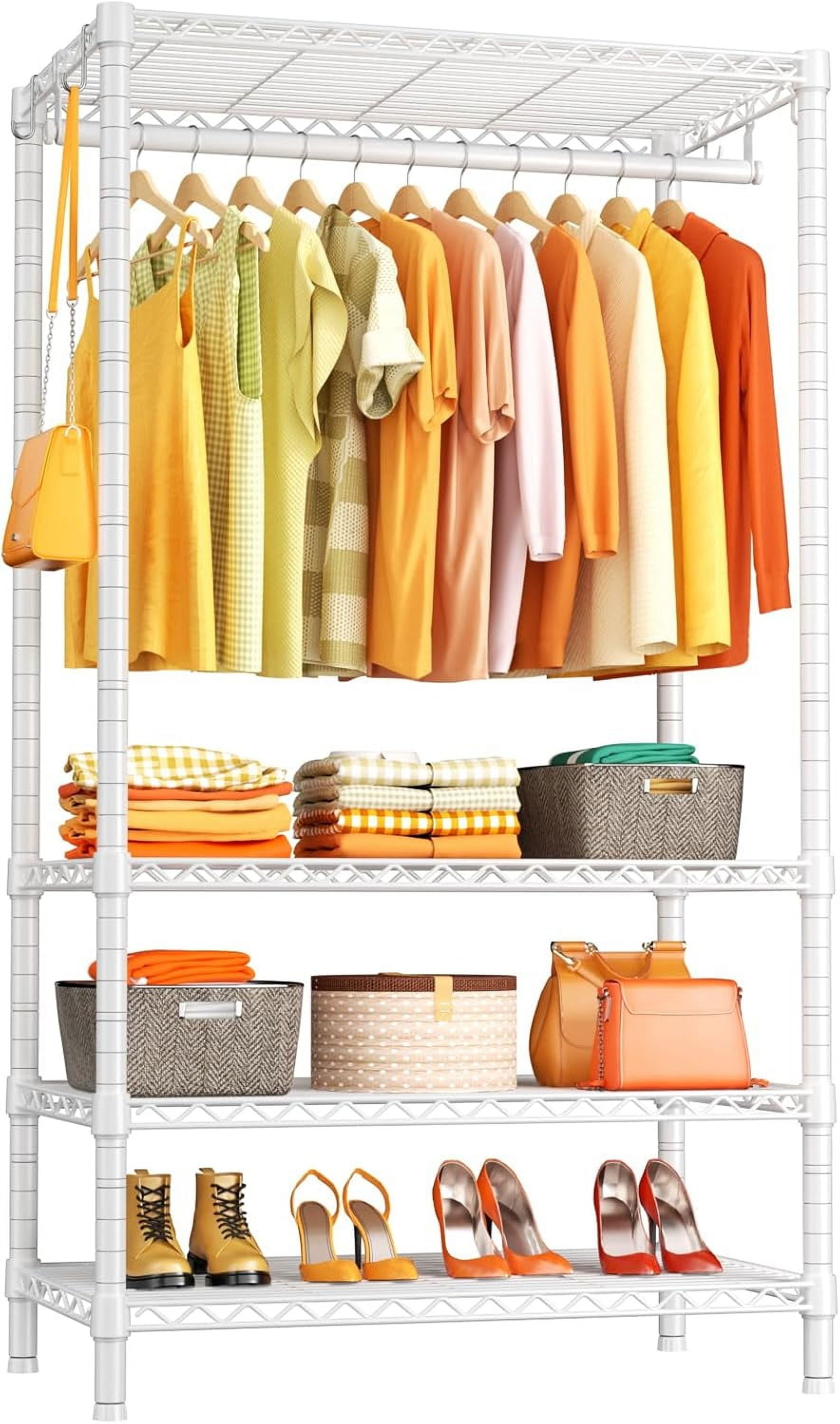 Hltser H2 Heavy-Duty Portable Closets 4-Tier Freestanding Garment Rack ...