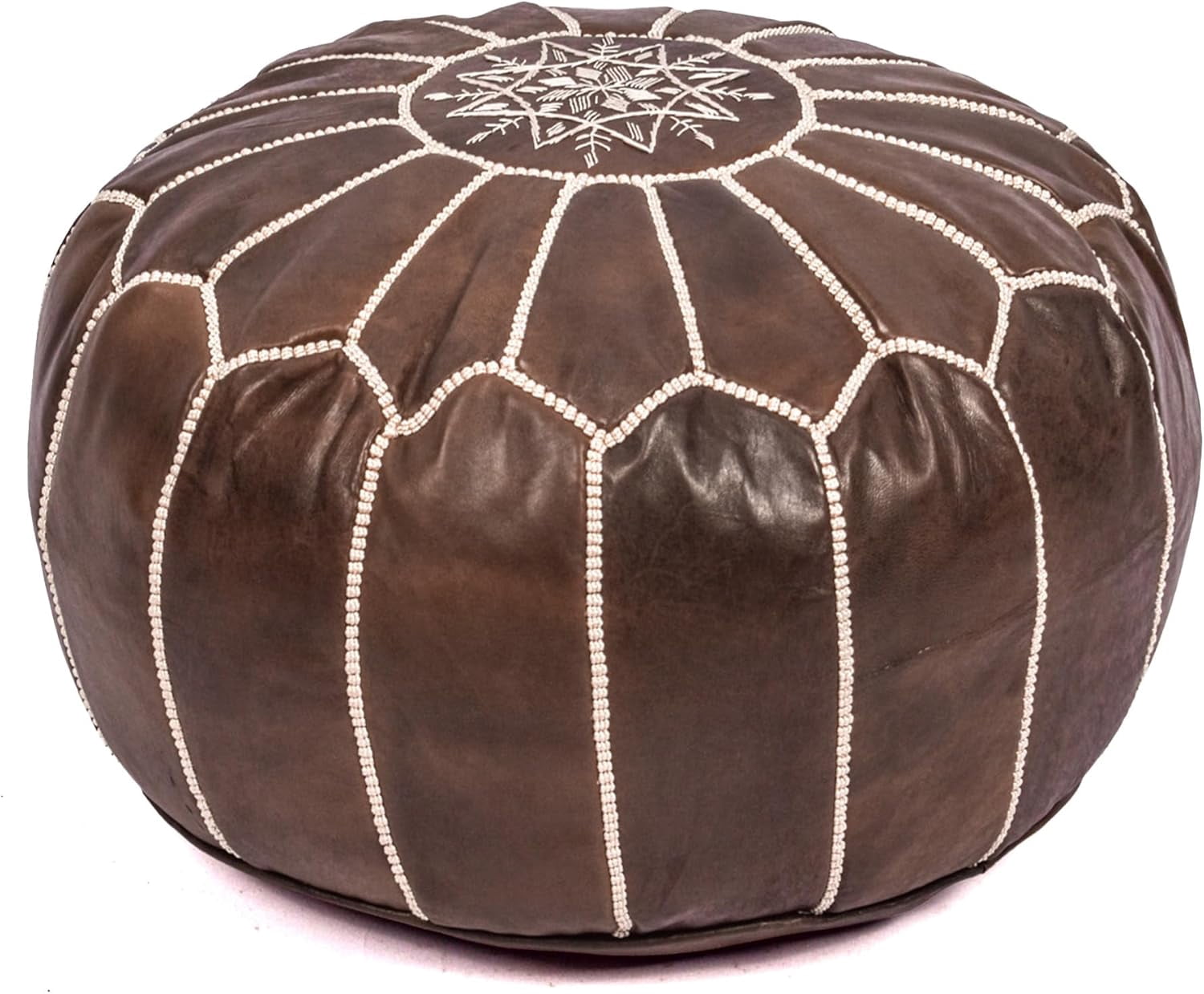 Hltser Handmade Moroccan Genuine Leather Pouf Ottoman Cover - Unstuffed ...