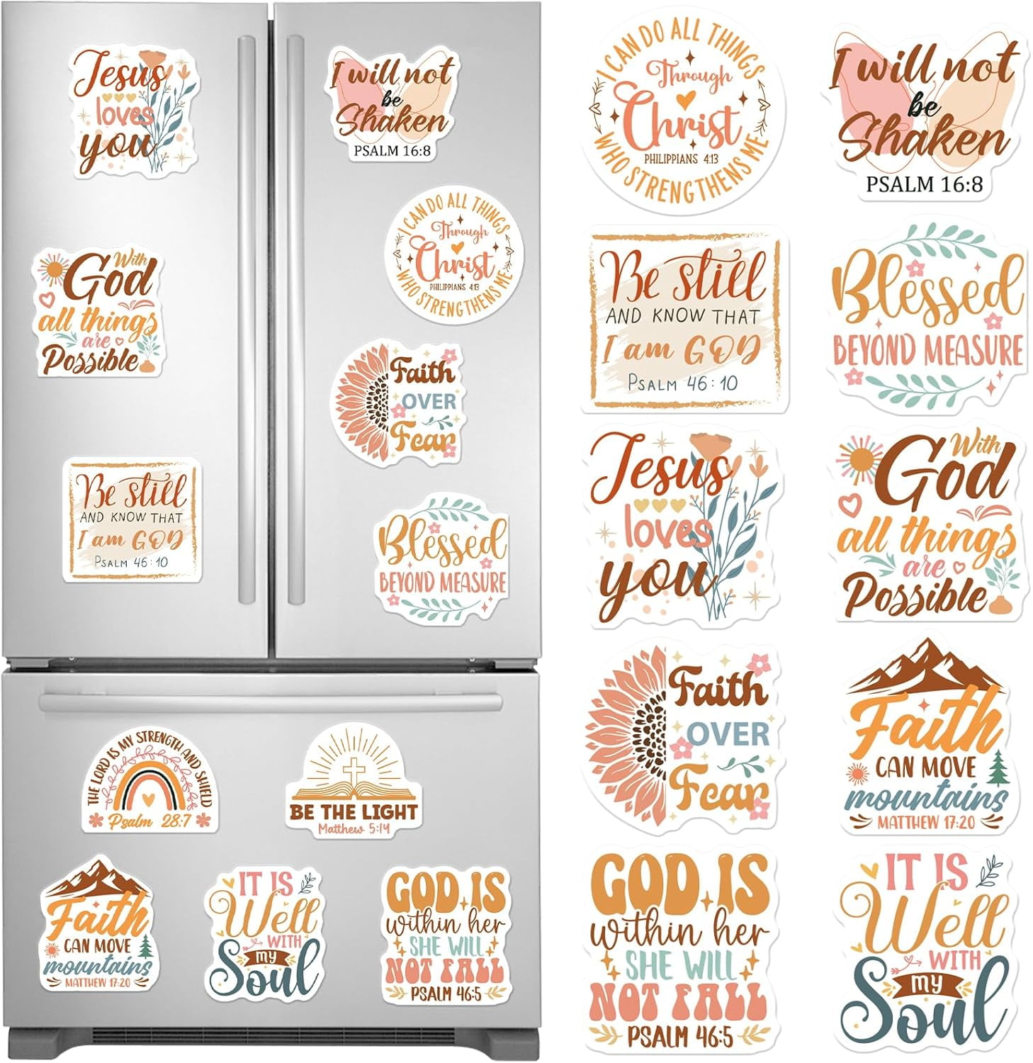 Hltser Inspirational Bible Refrigerator Magnets - 12 Pcs Boho Christian ...