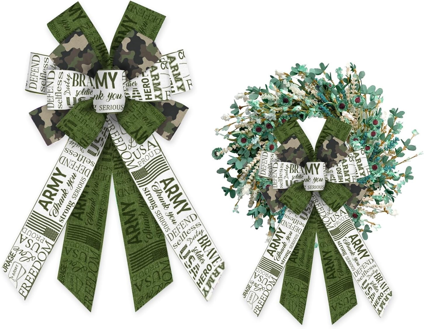 Hltser Large US Air Force Wreath Bows Linen Patriotic Bow Burlap Blue ...