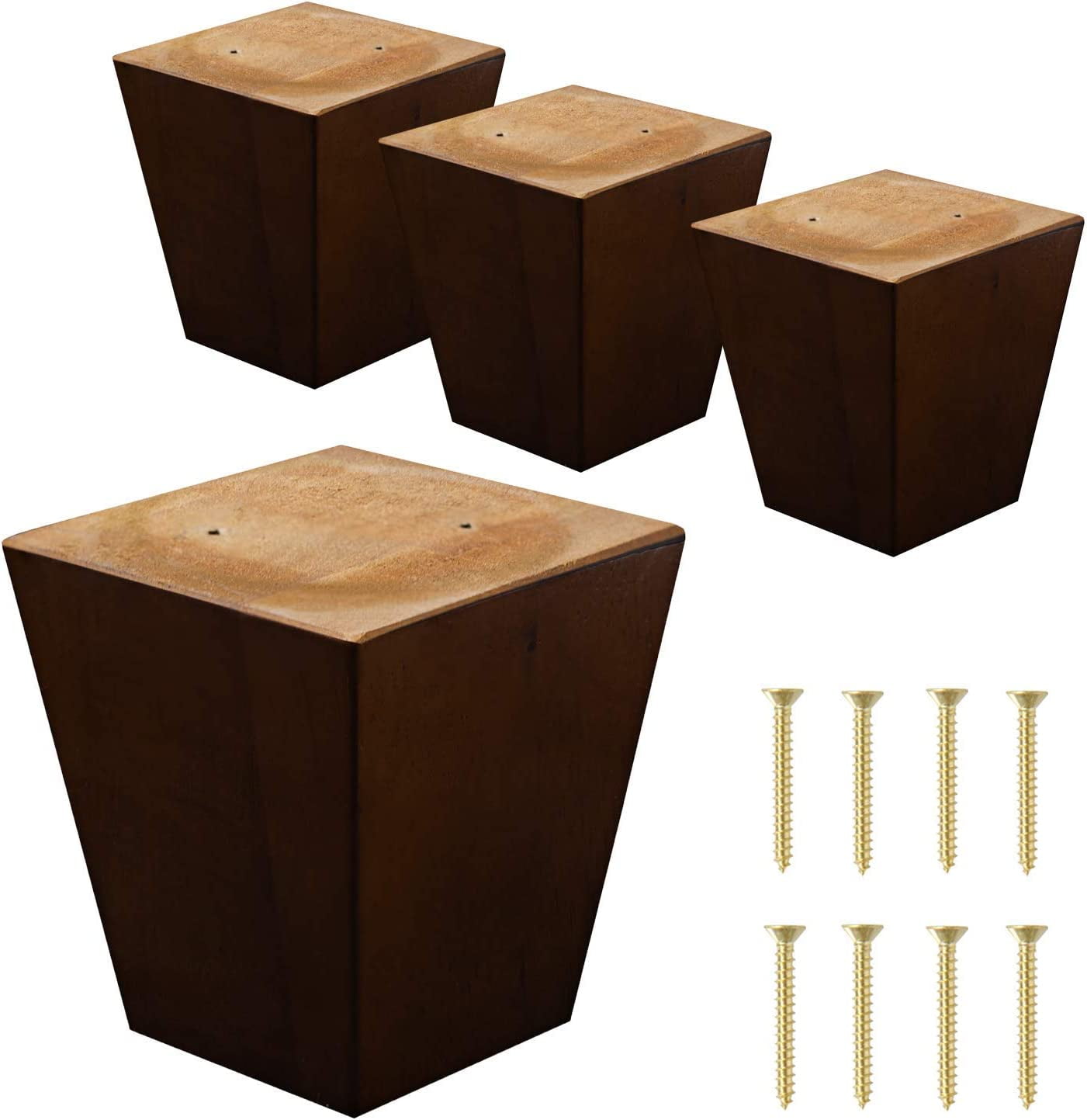 Hltser Legs for Furniture Sofa Ottoman and Chair 4" Wood Feet ...