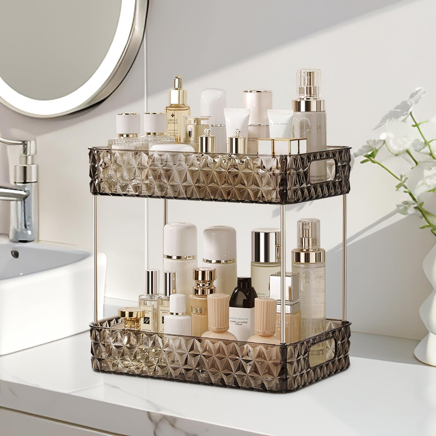 Hltser Makeup Organizer for Vanity Bathroom Countertop Skincare ...