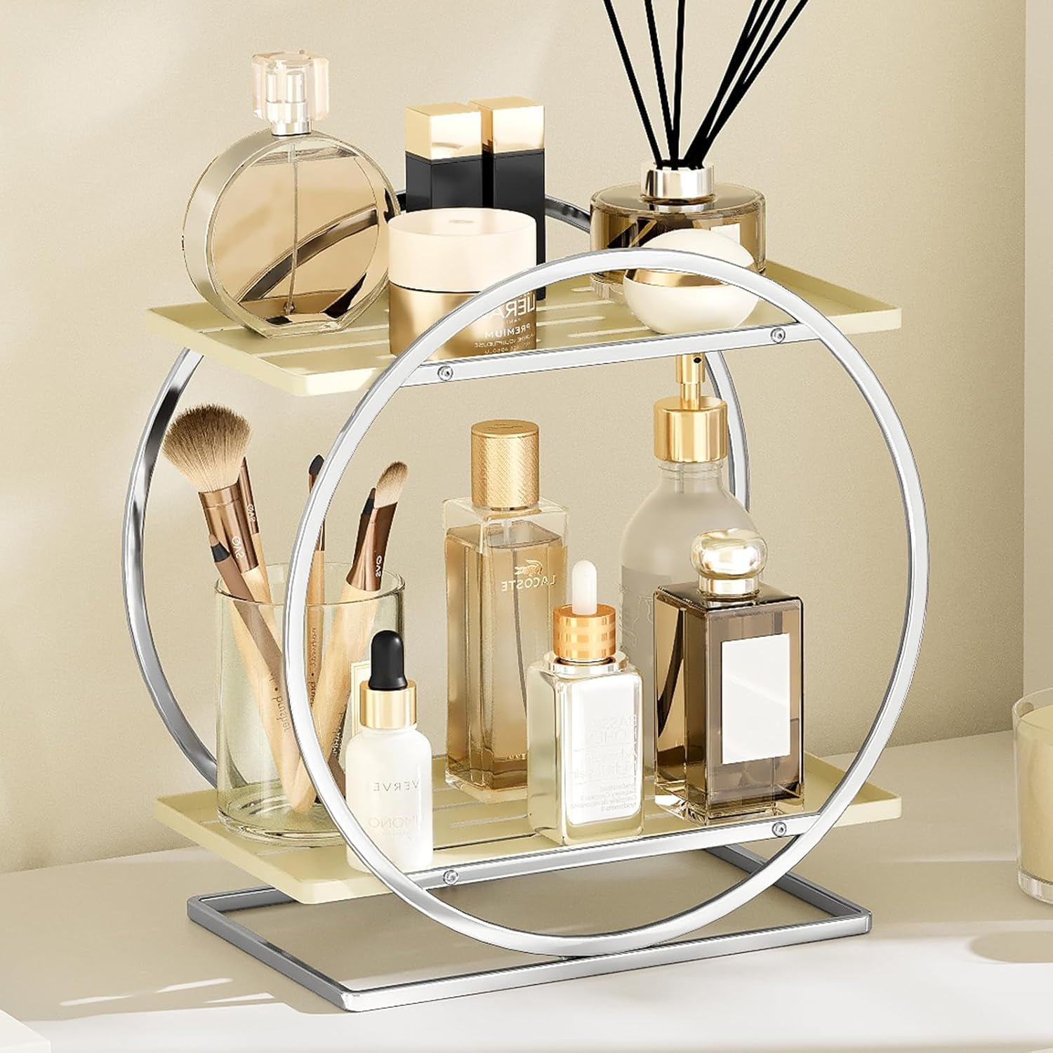 Hltser Makeup Organizer for Vanity Black Gold Perfume Organizer for ...