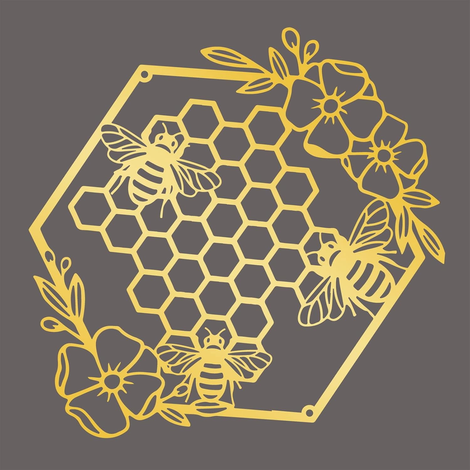 Hltser Metal Bee Wall Art Farmhouse Honey Bees and Hives with Flowers ...