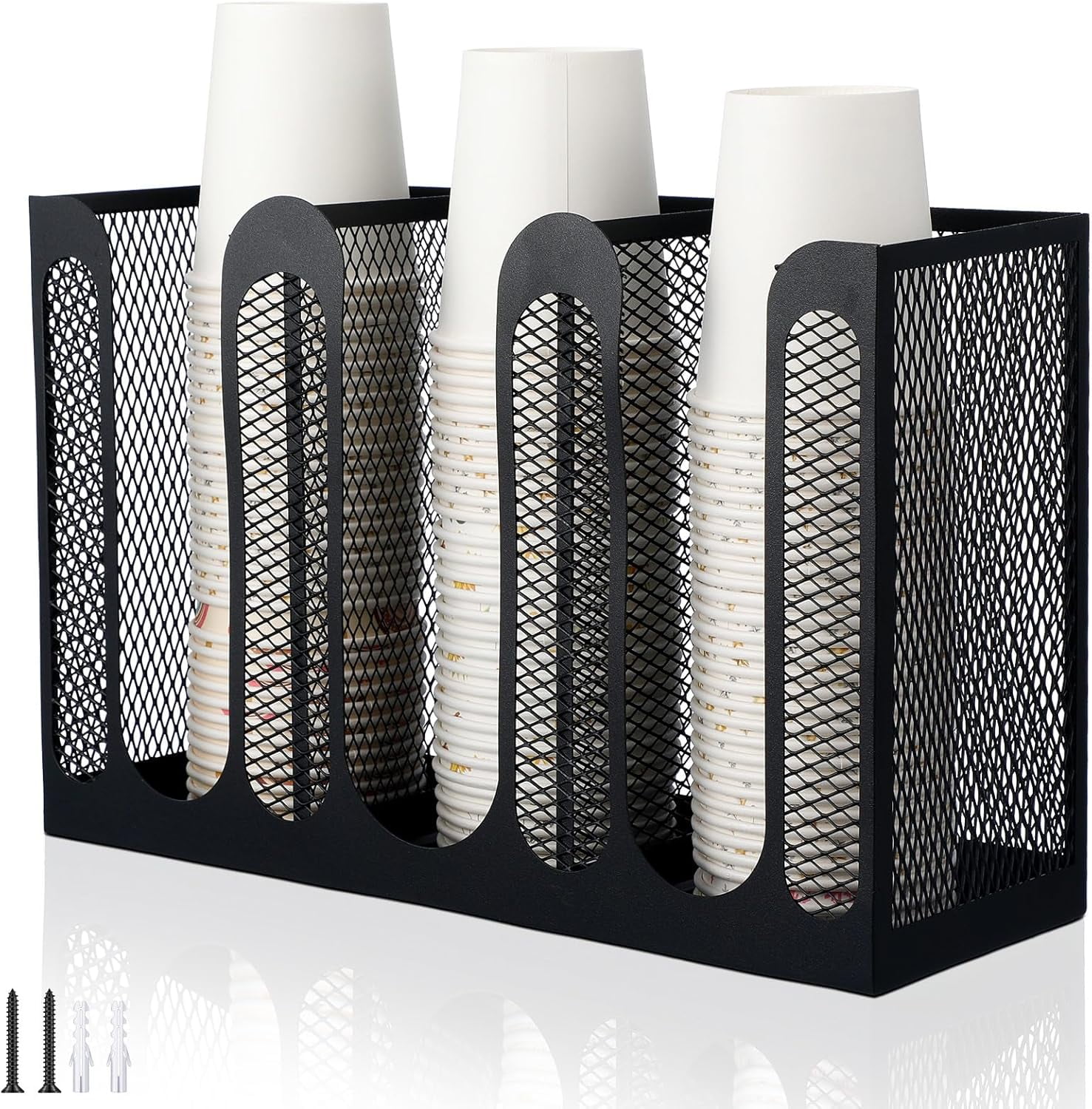 Hltser Metal Mesh Cup and Lid Holder Coffee Paper Cup Dispenser Lid ...