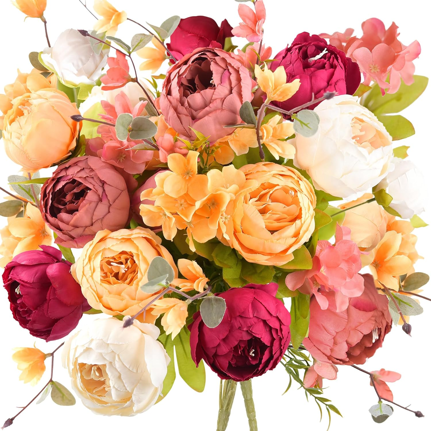 Hltser Mixed Cream Beige and Moss Green Vintage Artificial Silk Flower ...