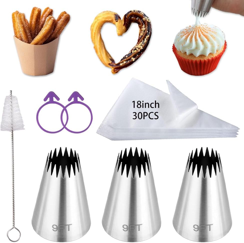 Hltser Puff Cream Filling Piping Tips Kit 3PCS Long Piping Nozzle Tips ...