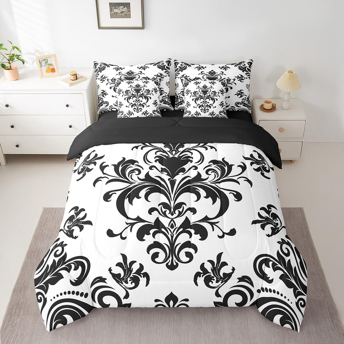 Hltser Purple Black Ombre Gothic Bedding Set King 7 Piece Vintage Goth ...