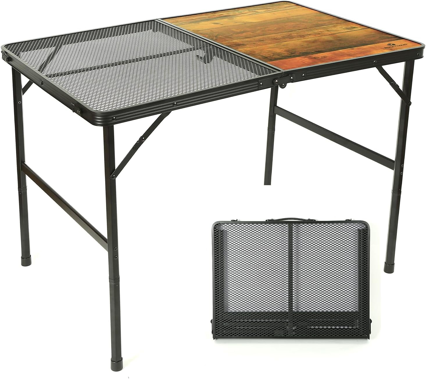 Hltser ROCK CLOUD Portable Camping Table with 2 Wing Panels Ultralight ...