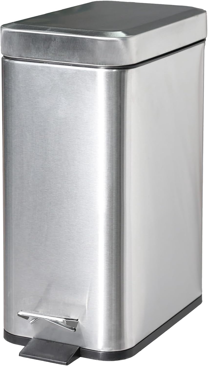 Hltser Rectangular Small Steel Step Trash Can Wastebasket Black ...