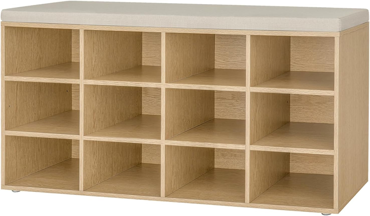 Hltser Shoe Storage Bench with Cushion Cubby Shoe Rack with 12 Cubbies ...