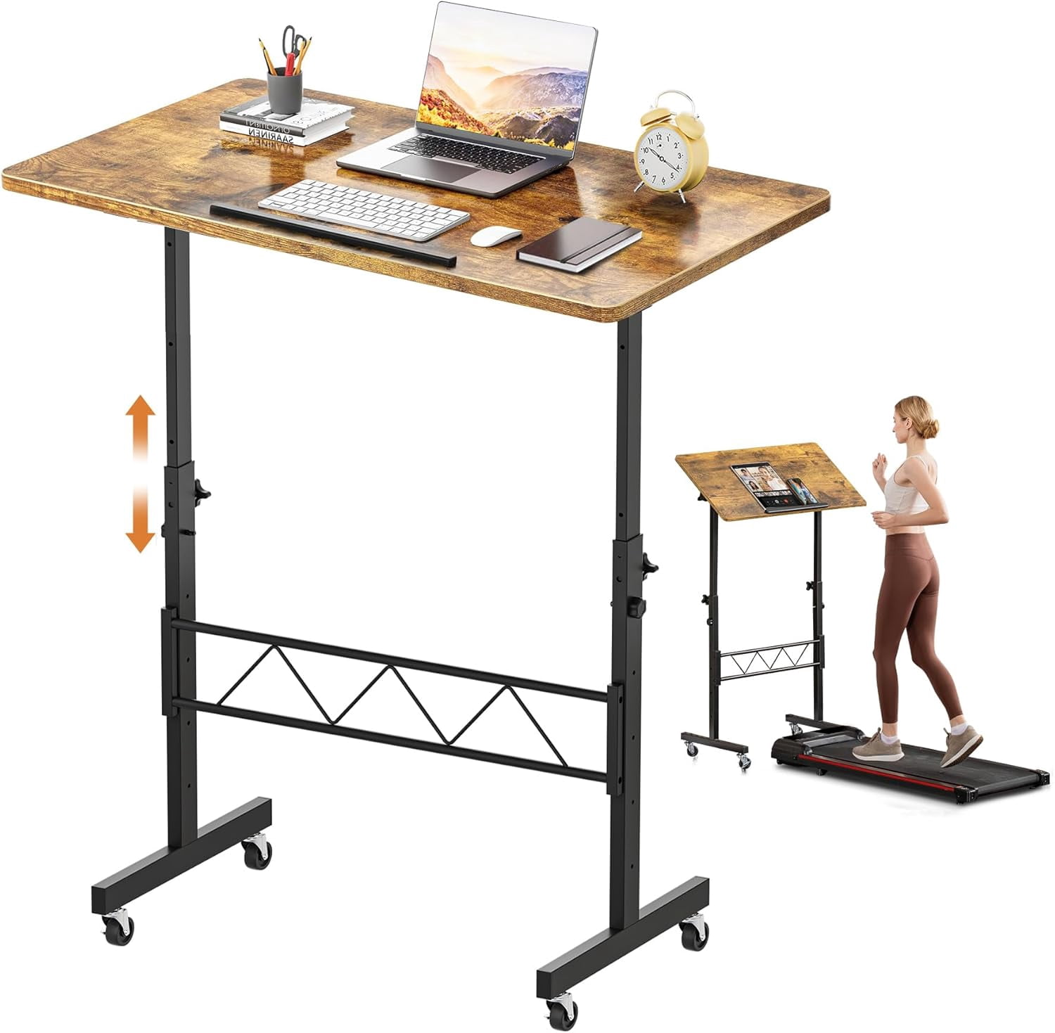 Hltser Small Standing Desk Adjustable & Tiltable Tabletop Mobile Stand ...