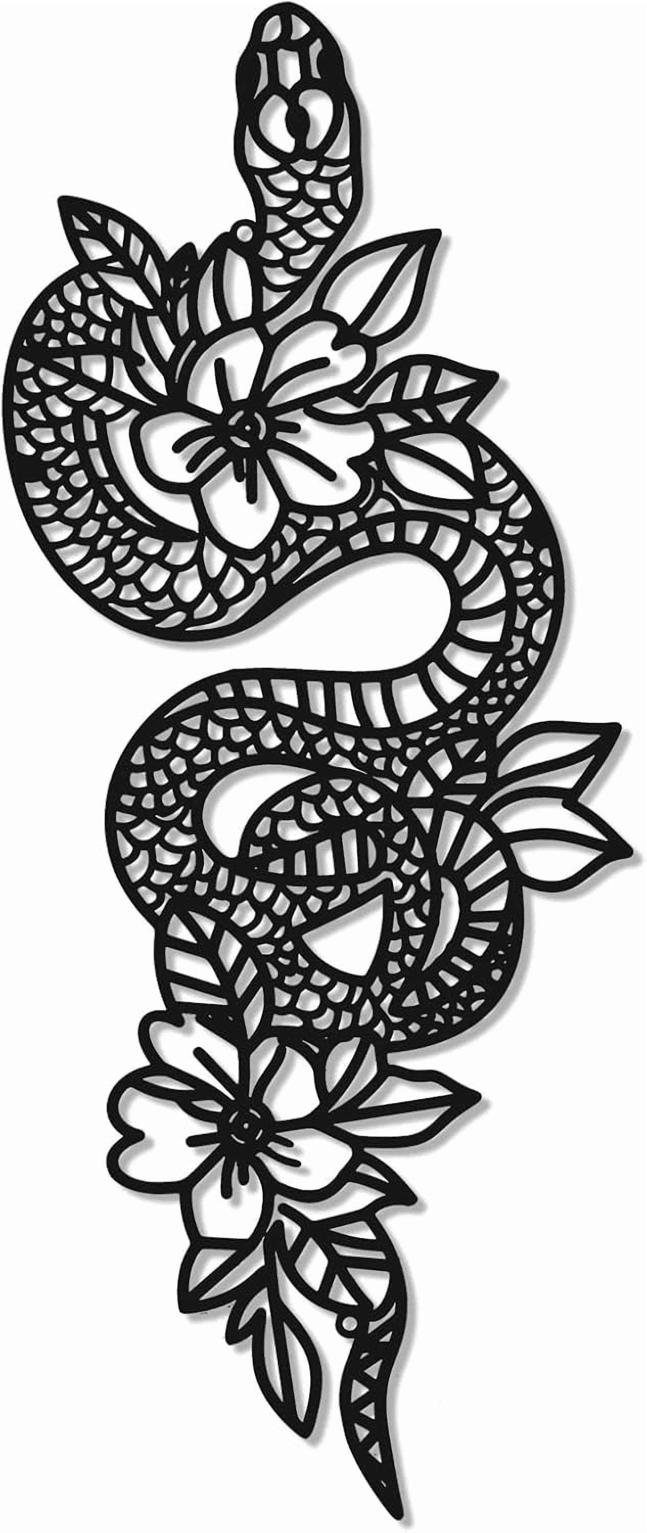 Hltser Snake Wall Art Gothic Metal Snake Bedroom Decor Floral Animal ...