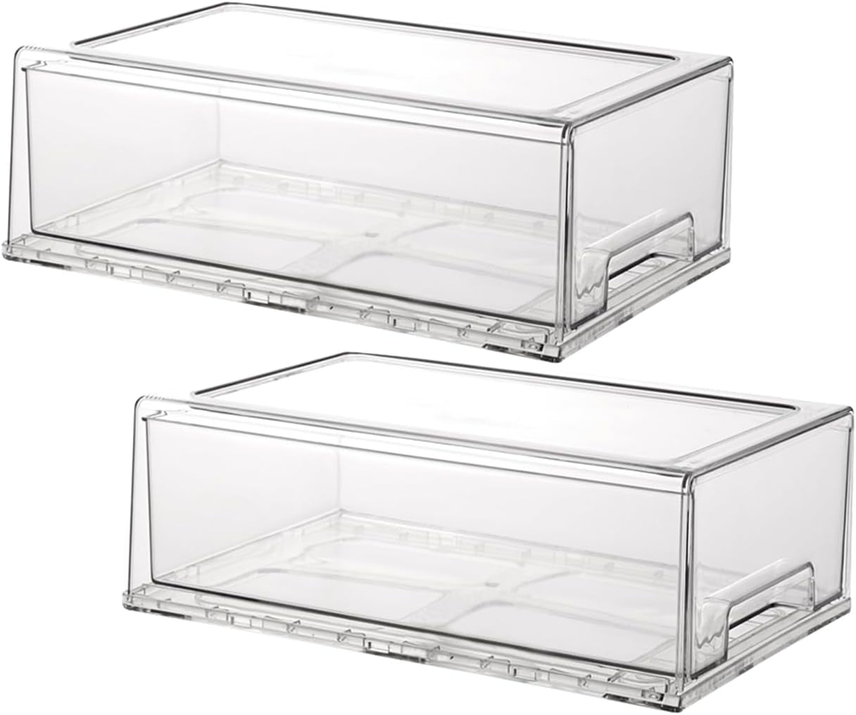 Hltser Stackable storage drawers clear pull-out organizer with handles ...