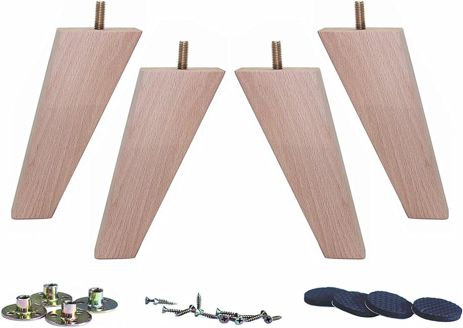 Hltser Tapered Solid Beech Wood Furniture Legs for Sofa Couch Chair ...