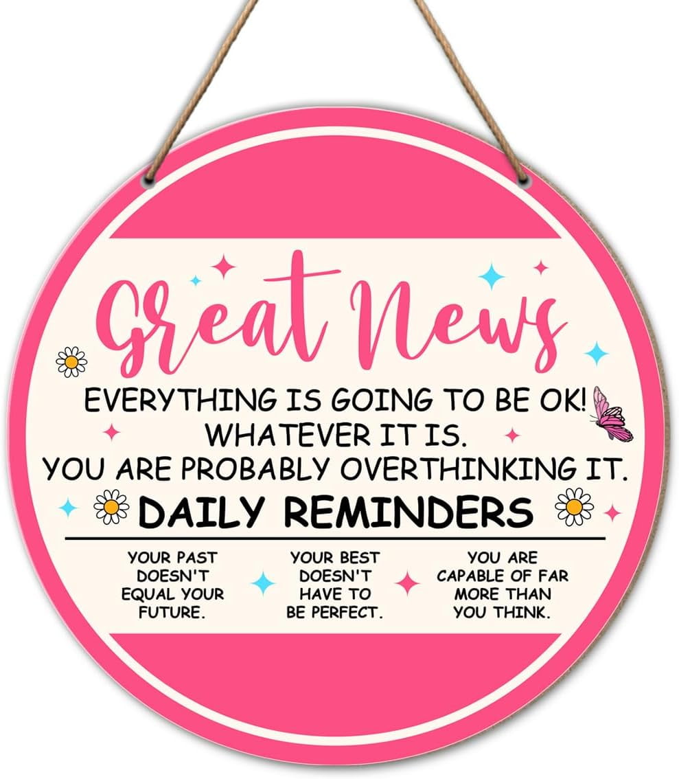 Hltser Therapy Office Wall Decor Inspirational Round Wood Hanging Sign ...