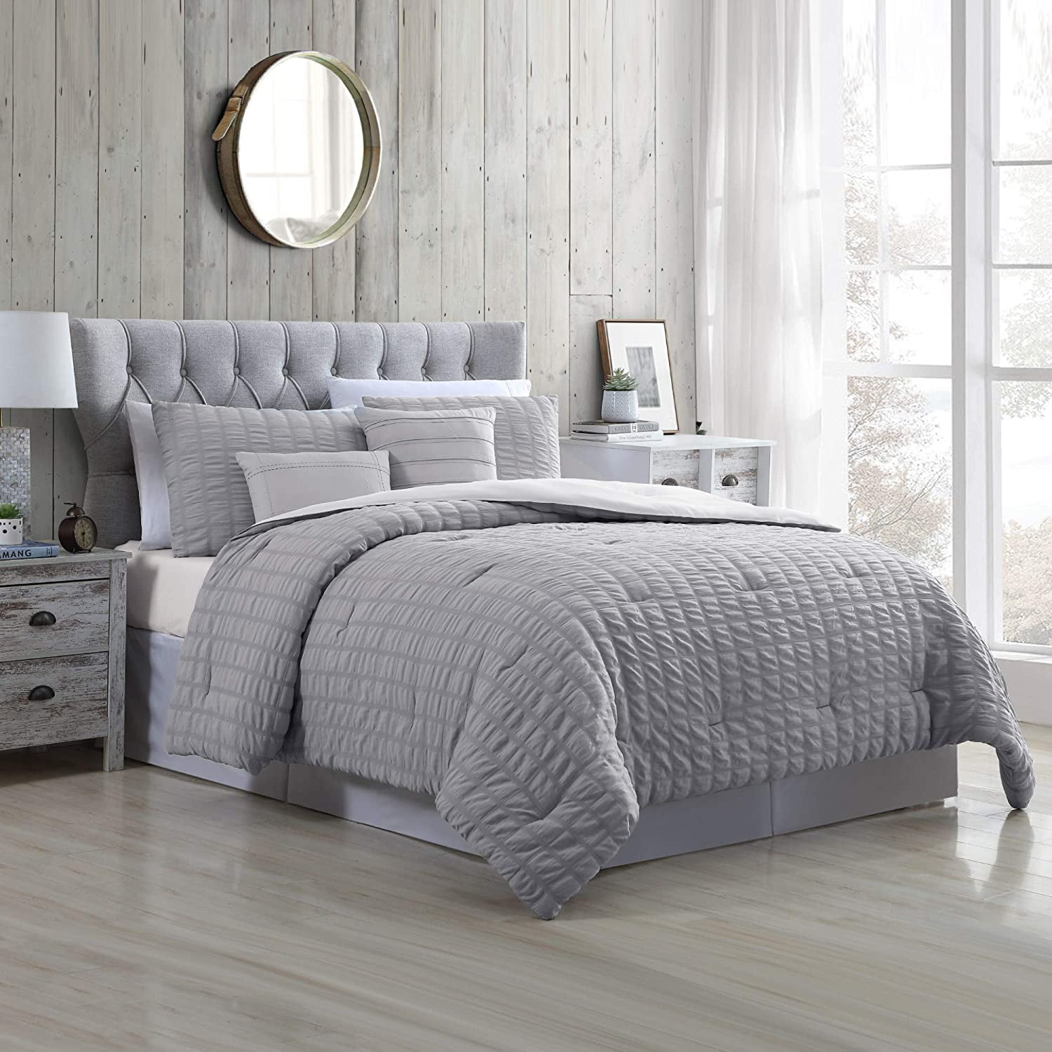 Hltser Threads Kallan 5-Piece Seersucker Comforter Set Grey King ...
