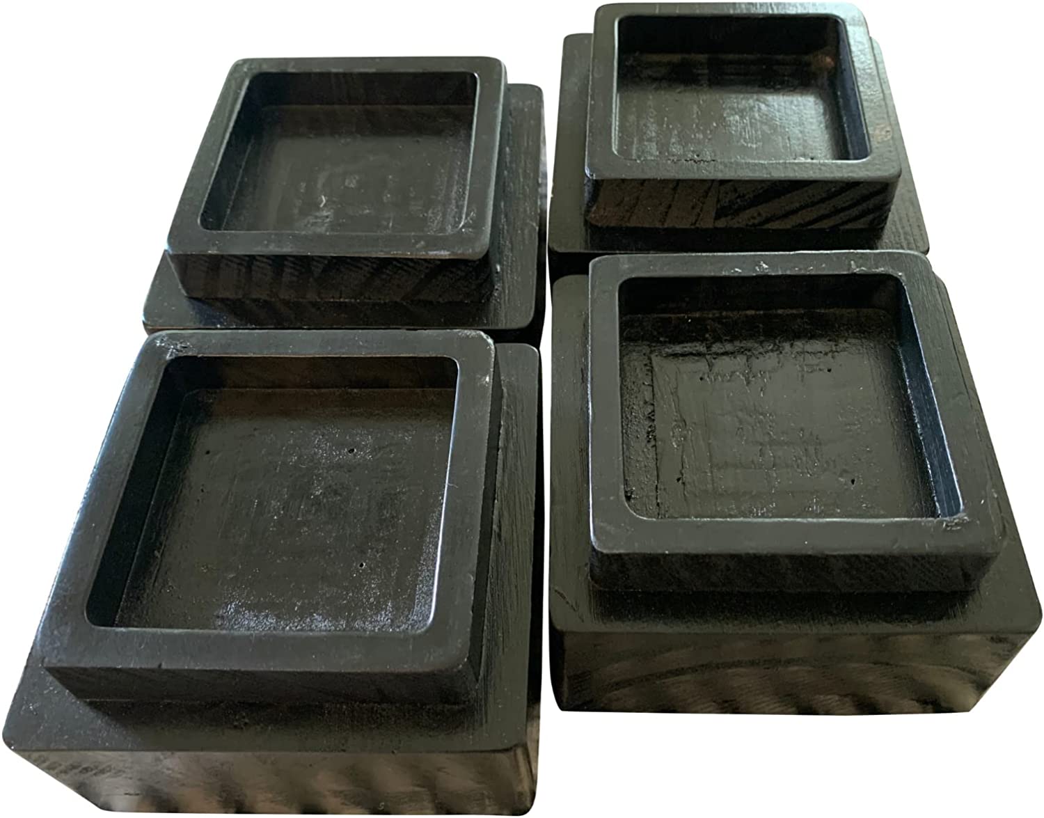 Hltser Walnut Wood Risers - 2 Inch Height 4 Risers Black - Square Bed ...