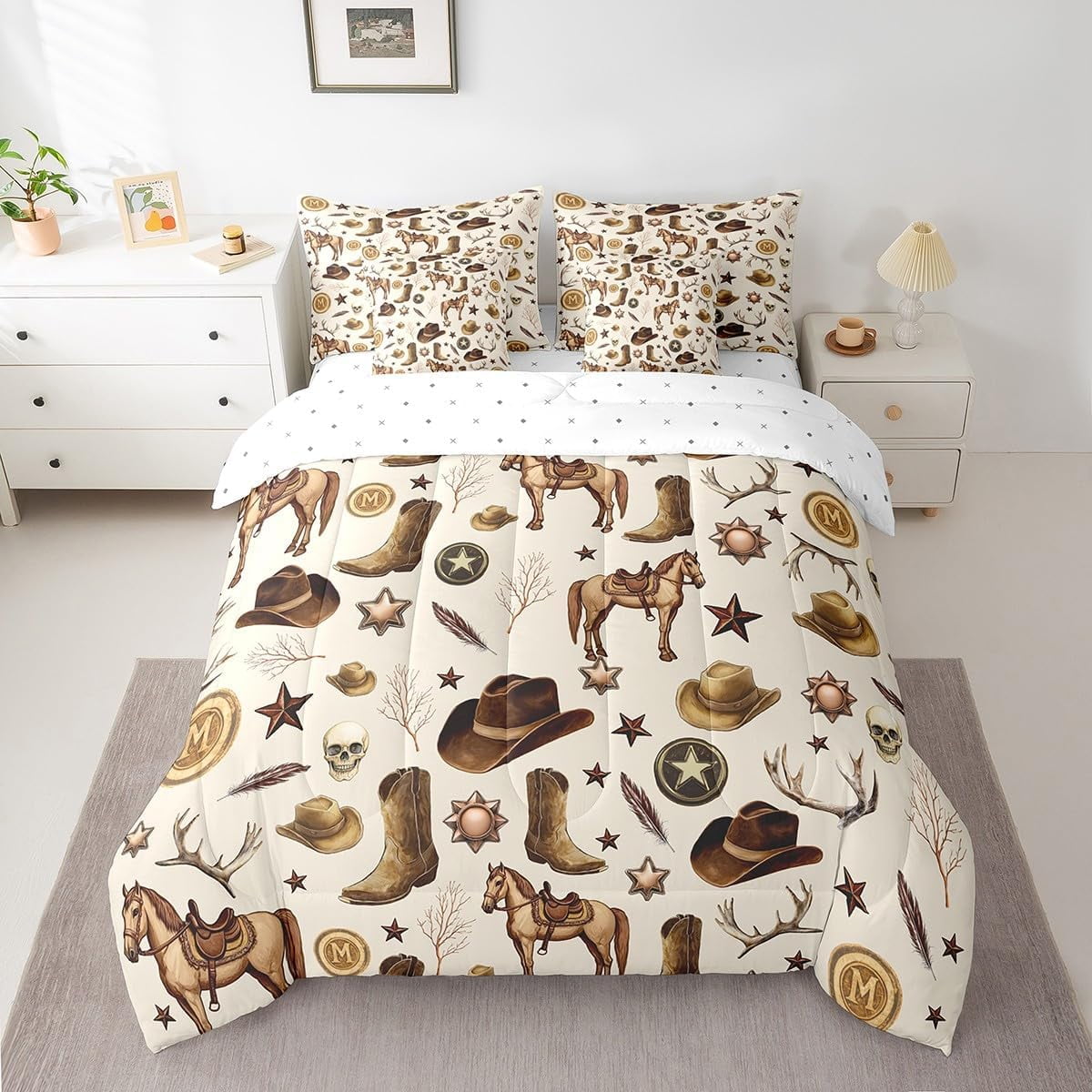 Hltser Western Decor Comforter Set with Sheets King Size Cowboy Hat ...