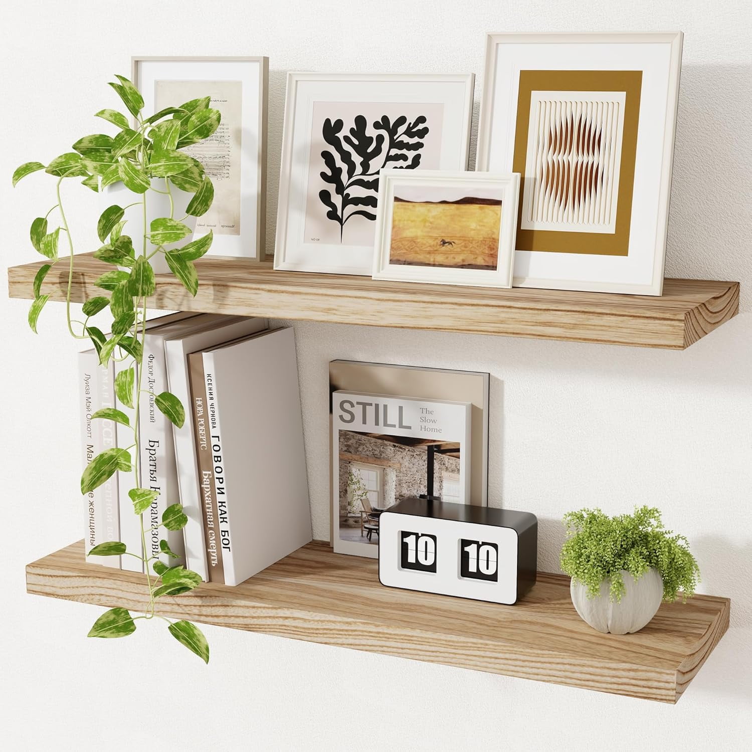 Hltser Wood Floating Shelves for Wall Storage 36 inch Wide Invisible ...