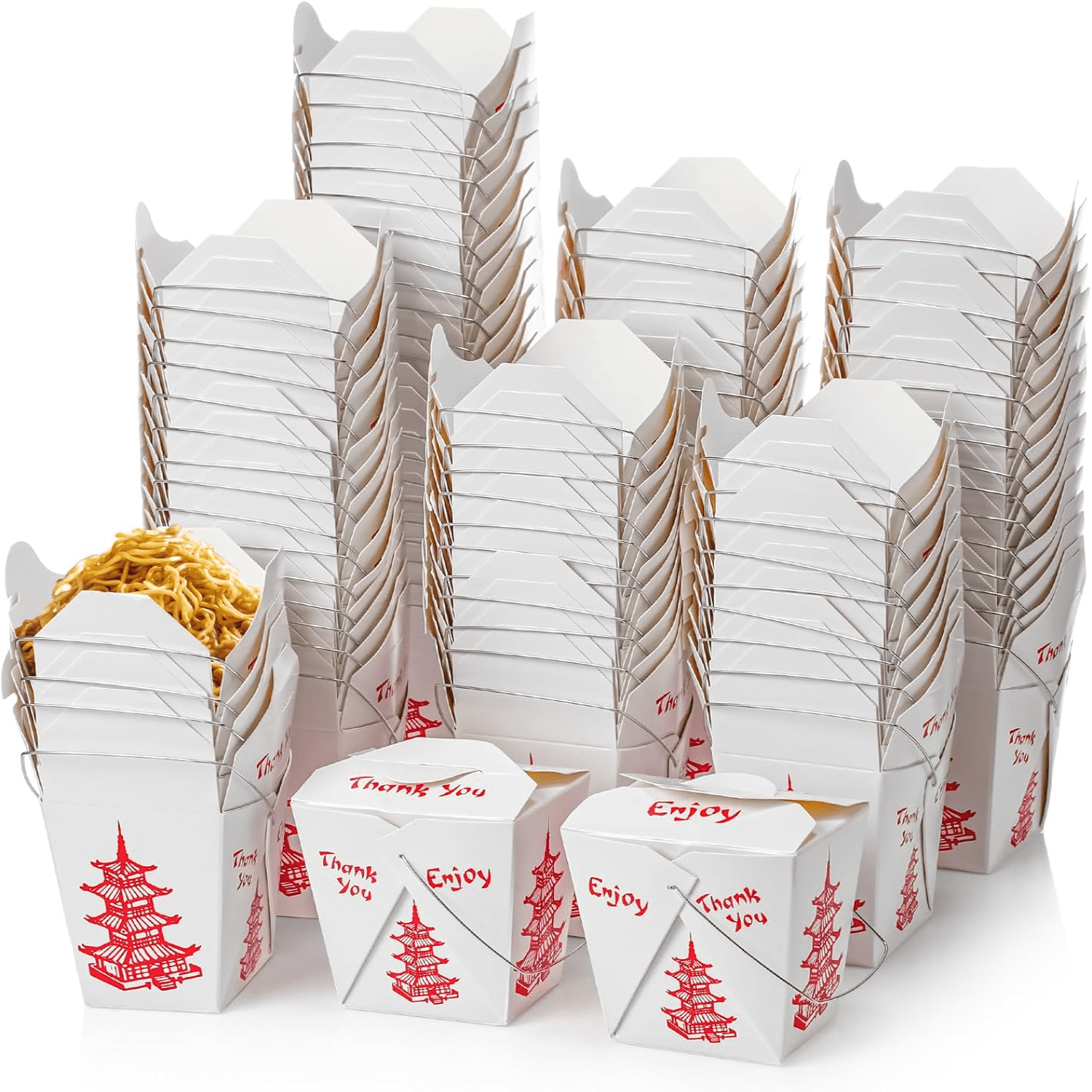 Hltsor 150 Pcs 8 oz Chinese Take out Boxes Pagoda Take out Food ...