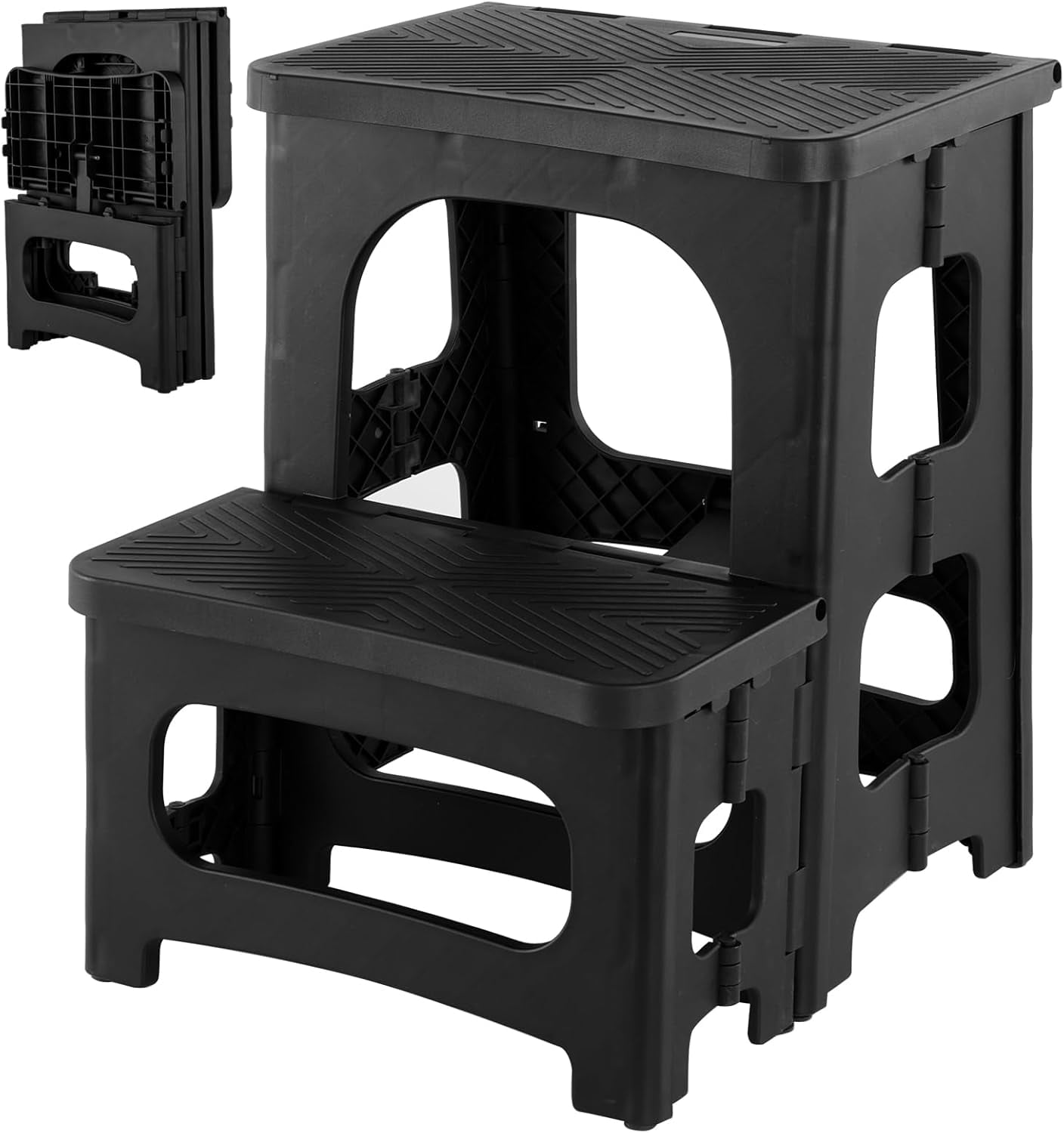 Hltsor 2-Step Folding Step Stool Foldable & Dual Heights (8\u201D/17 ...