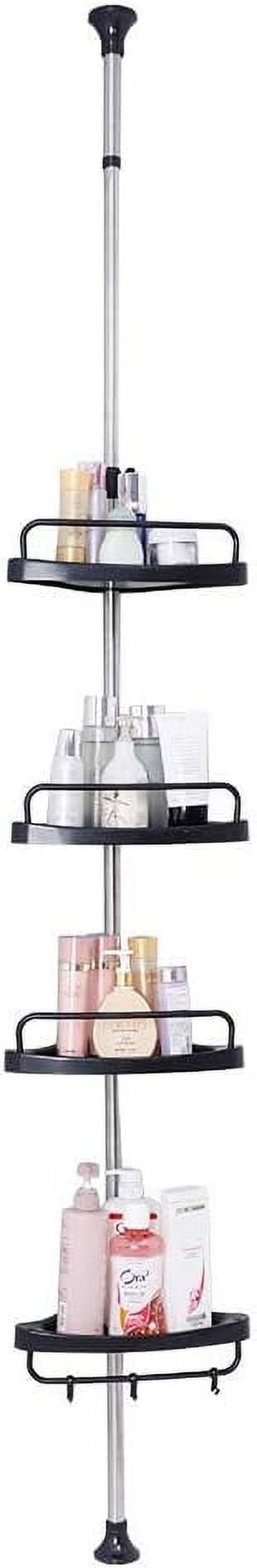 Hltsor 4-Tier Shower Corner Caddy Tension Pole Adjustable Bathroom ...