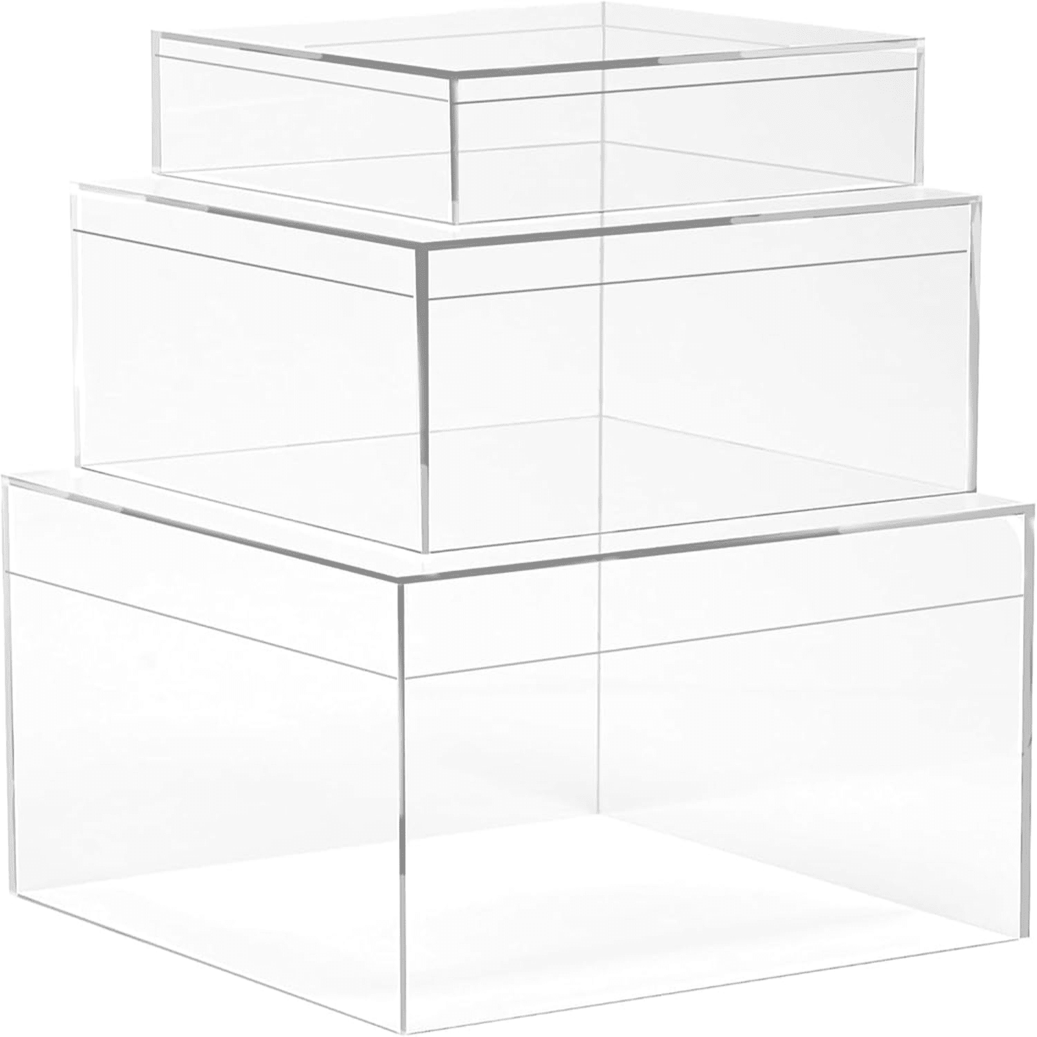 Hltsor Clear Acrylic with Lid Acrylic Display Plastic Square Cube ...