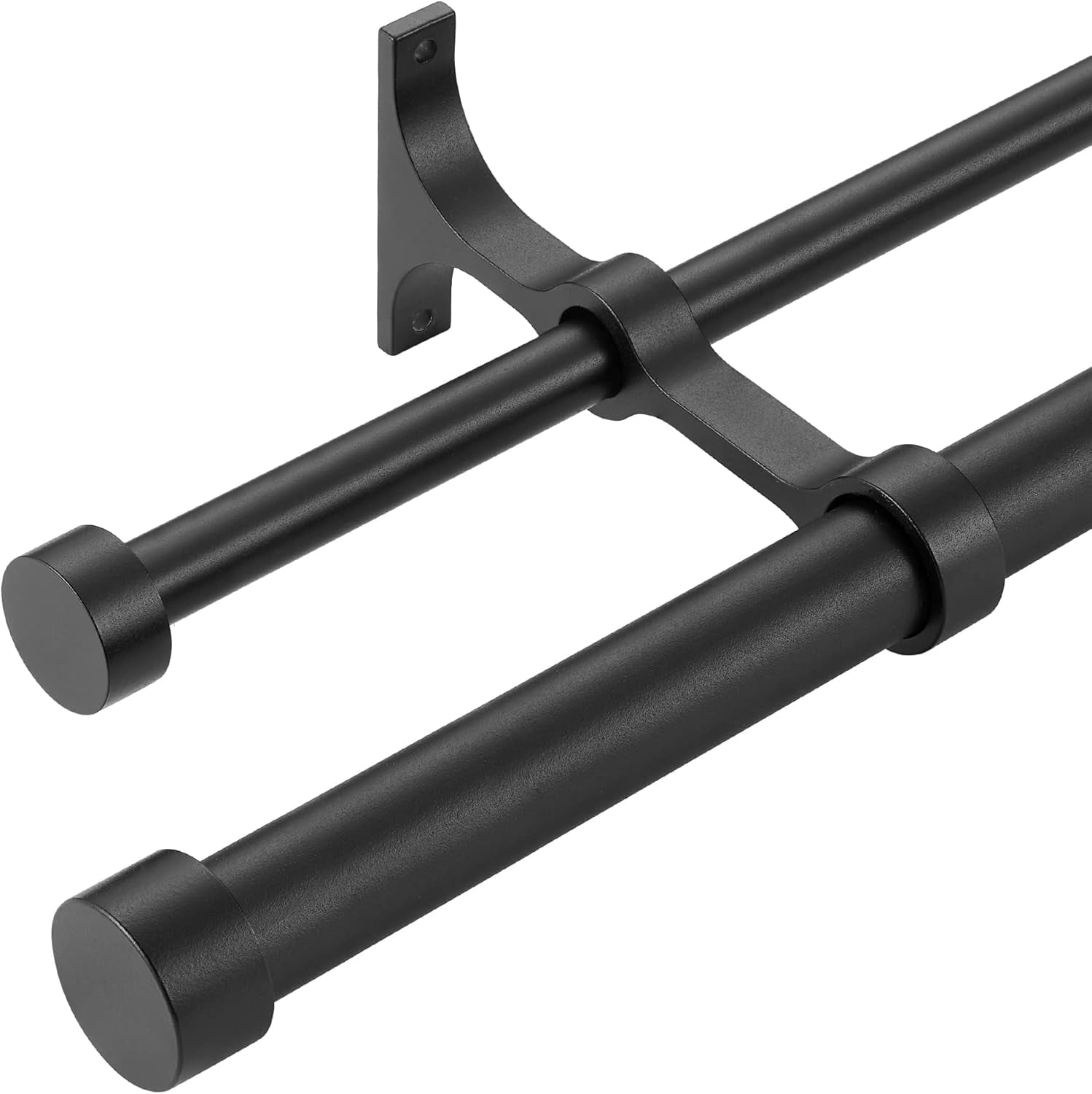 Hltsor Double Curtain Rods with Aluminum End Cap and Full Surround ...