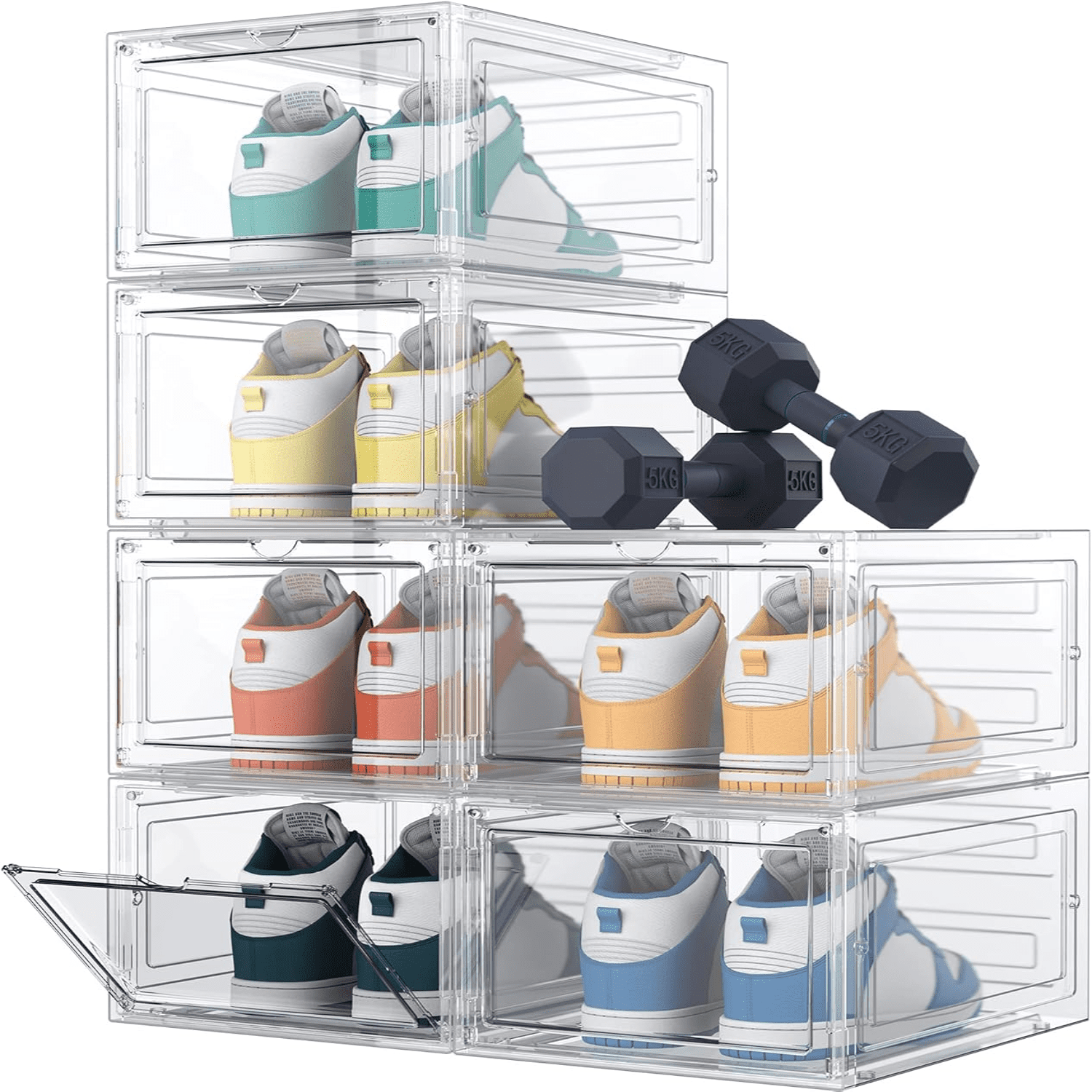Hltsor Shoe Storage 6 Pack Shoe Organizer Clear Hard Plastic Shoe Shoe ...