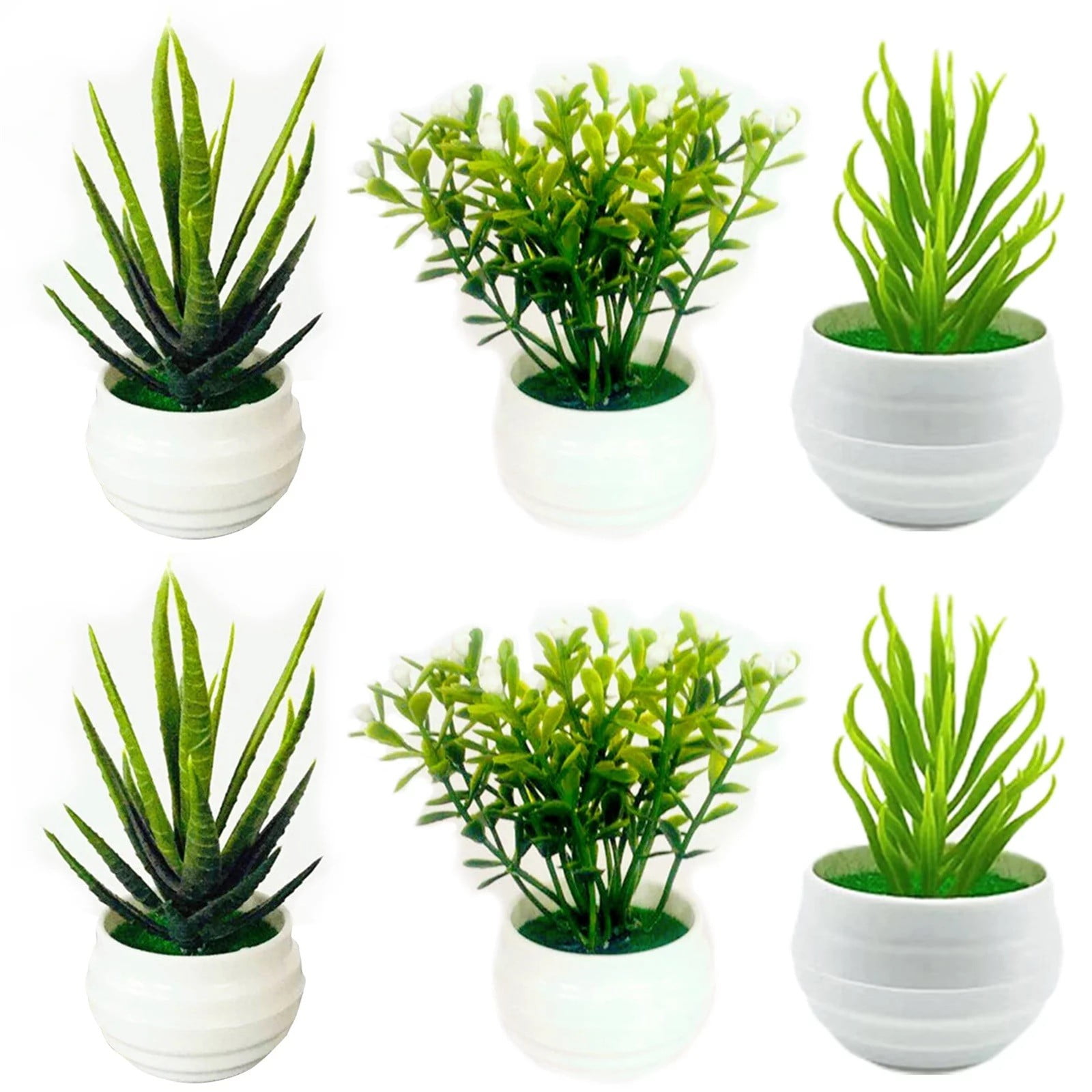 HmNPlay 6 Pack Artificial Succulent Plants with Pots - Real Touch Small ...