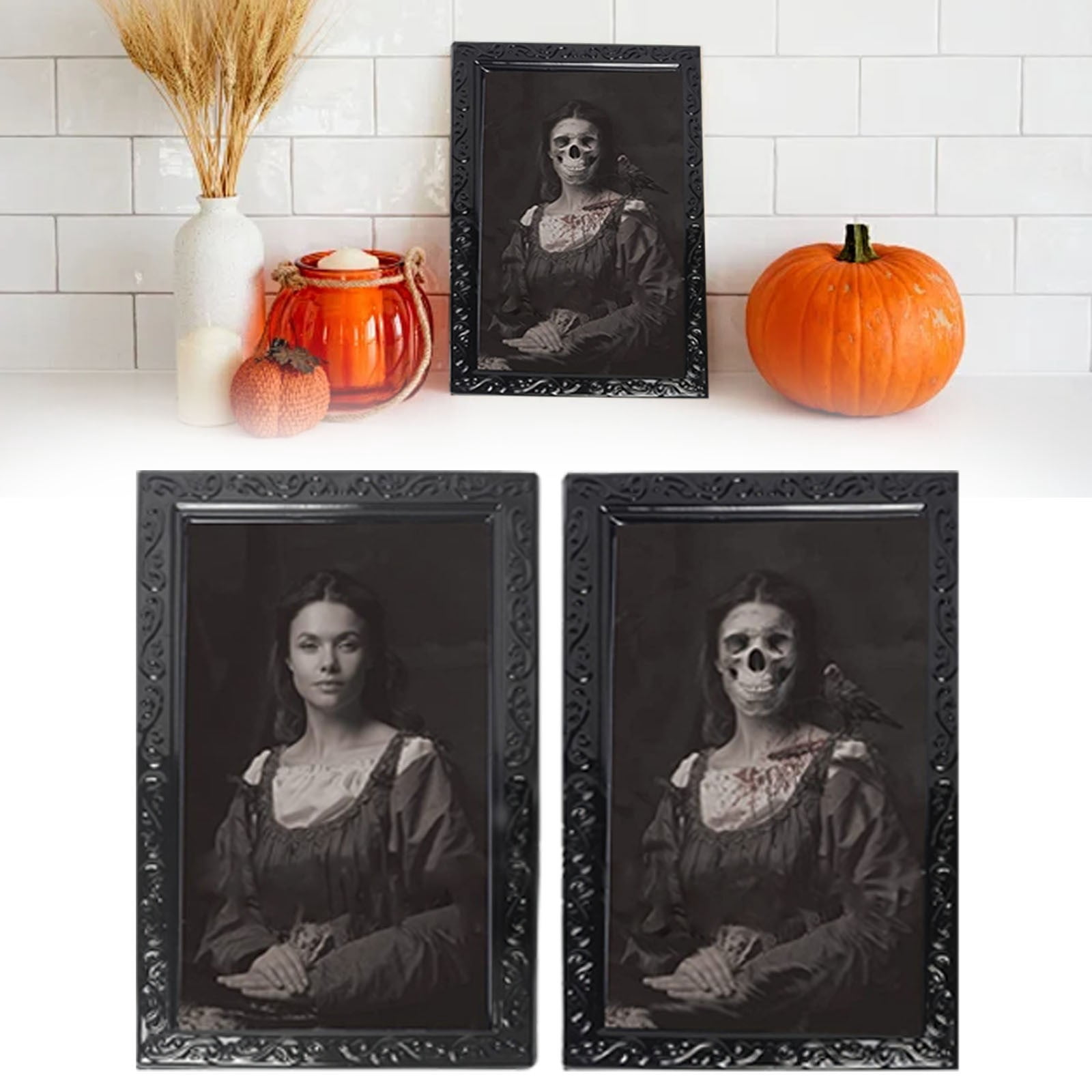 HmNPlay 6 Pack Halloween Decorations: 3D Changing Face Picture Frames ...