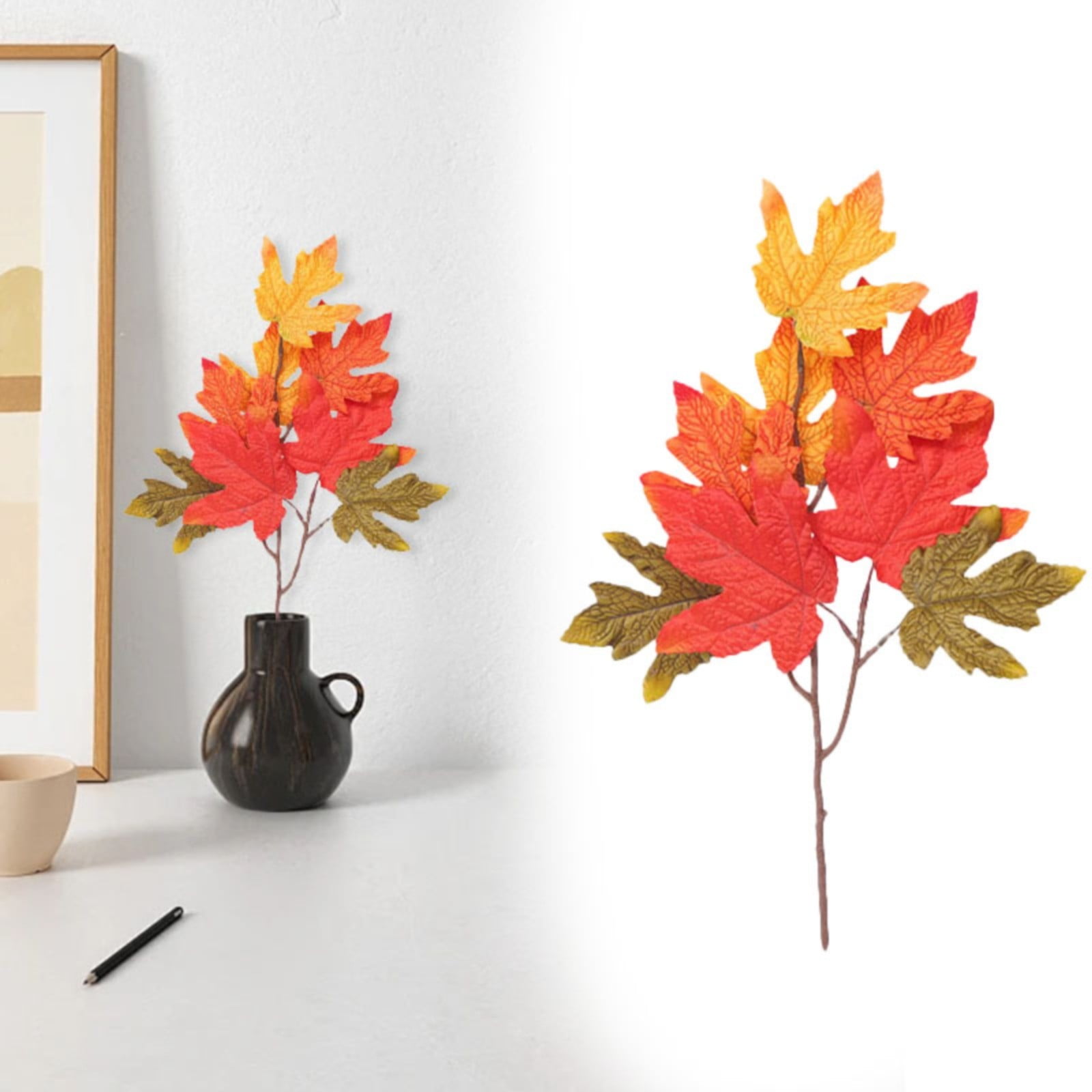 HmNPlay Artificial Fall Maple Leaves Stems Lifelike Autumn Foliage ...